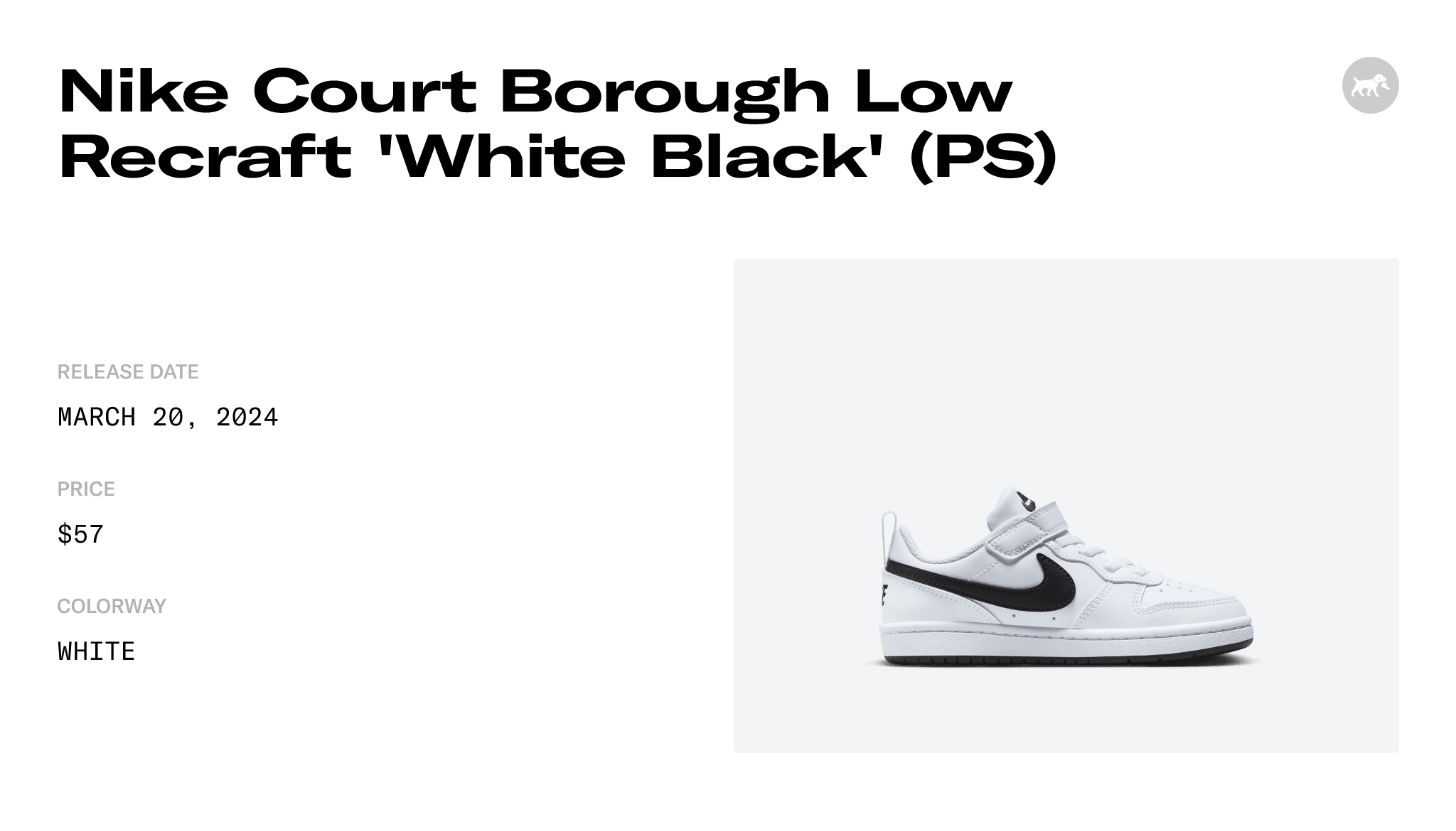 Nike Court Borough Low Recraft 'White Black' (PS) - DV5457-104
