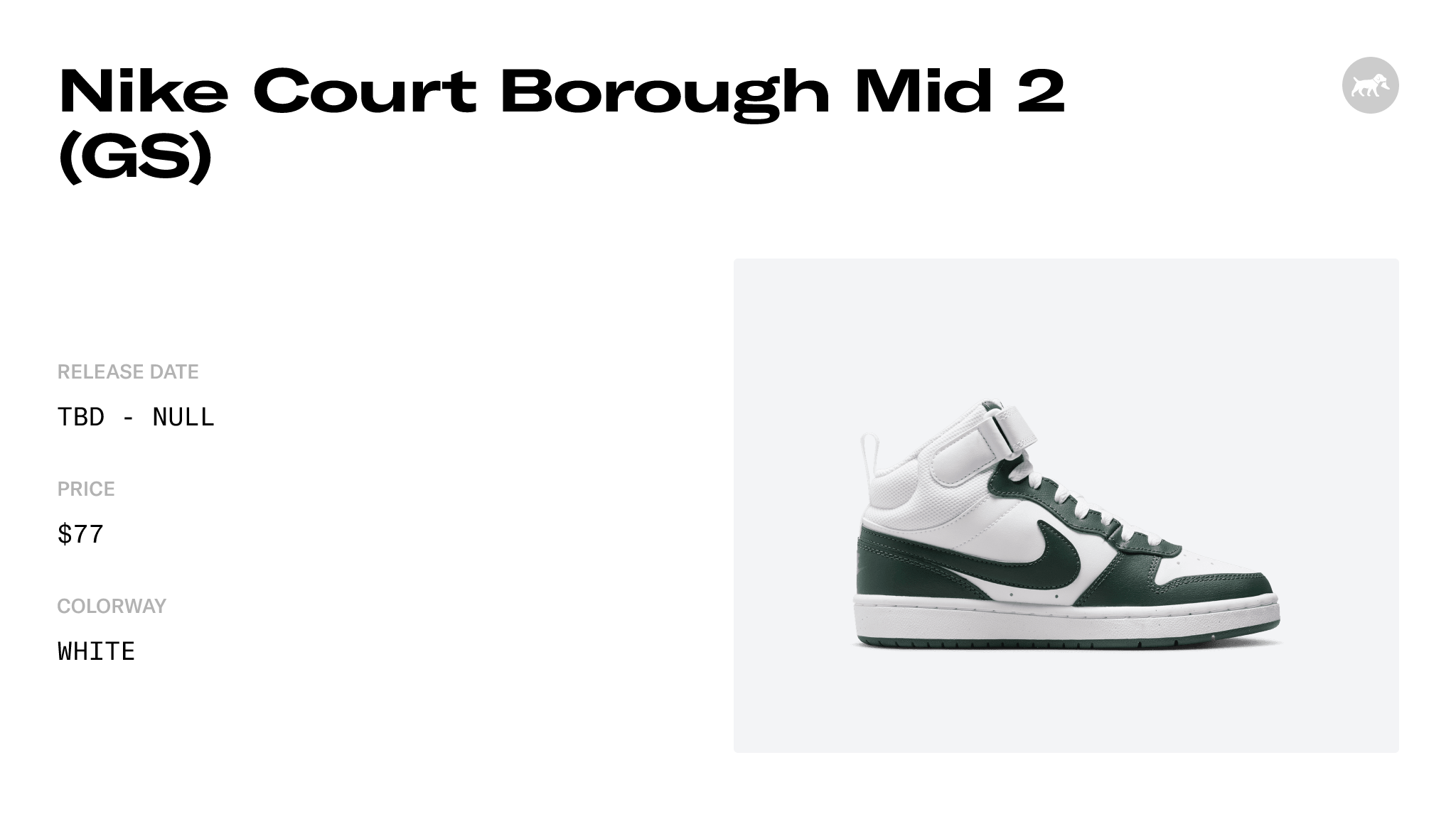 Nike Court Borough Mid 2 (GS) - CD7782-119 Release Info