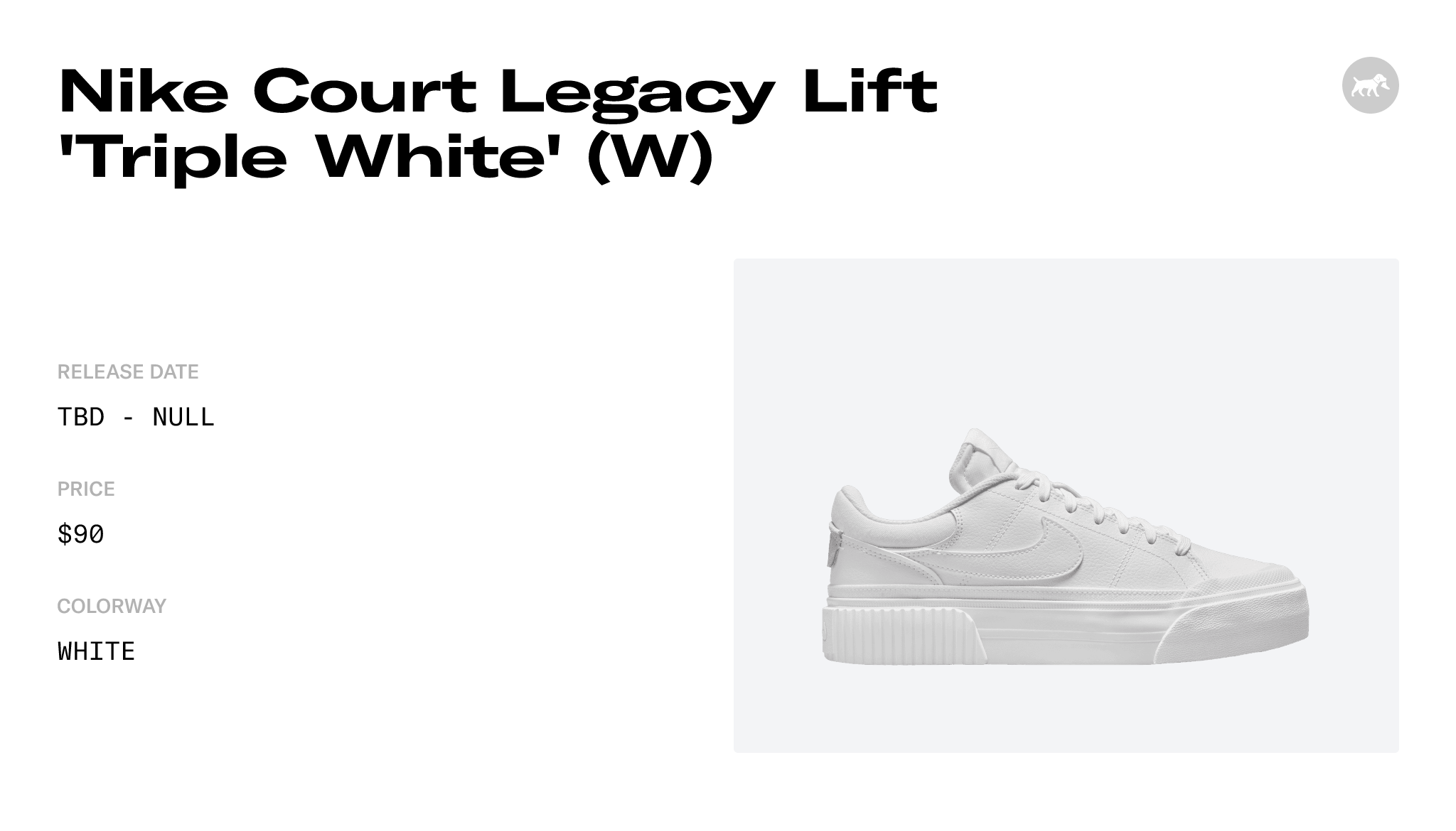 Nike Court Legacy Lift 'Triple White' (W) - DM7590-101 Release Info