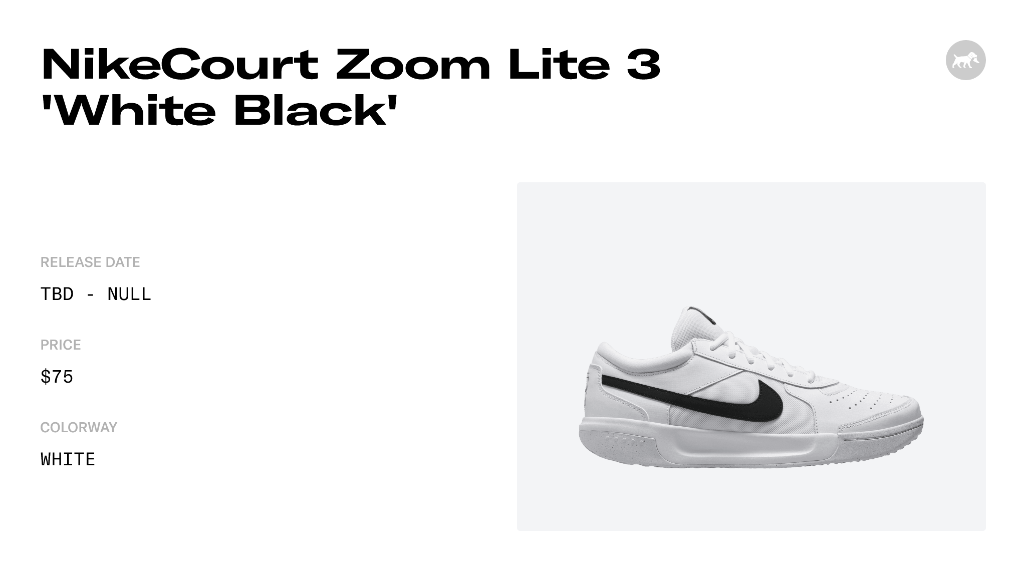 NikeCourt Zoom Lite 3 'White Black' - DV3258-101 Release Info