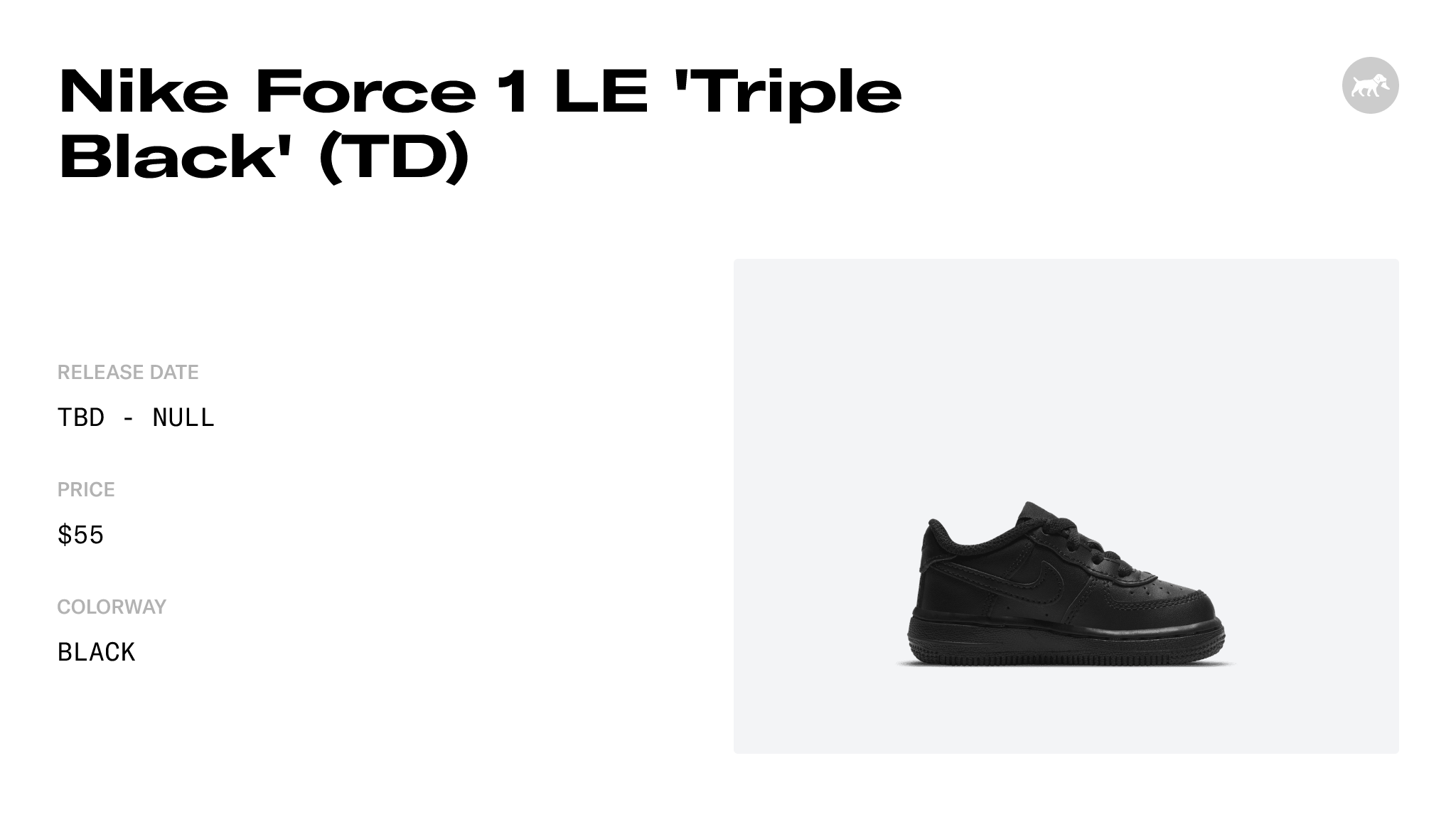 Nike Force 1 LE 'Triple Black' (TD) - DH2926-001 Release Info