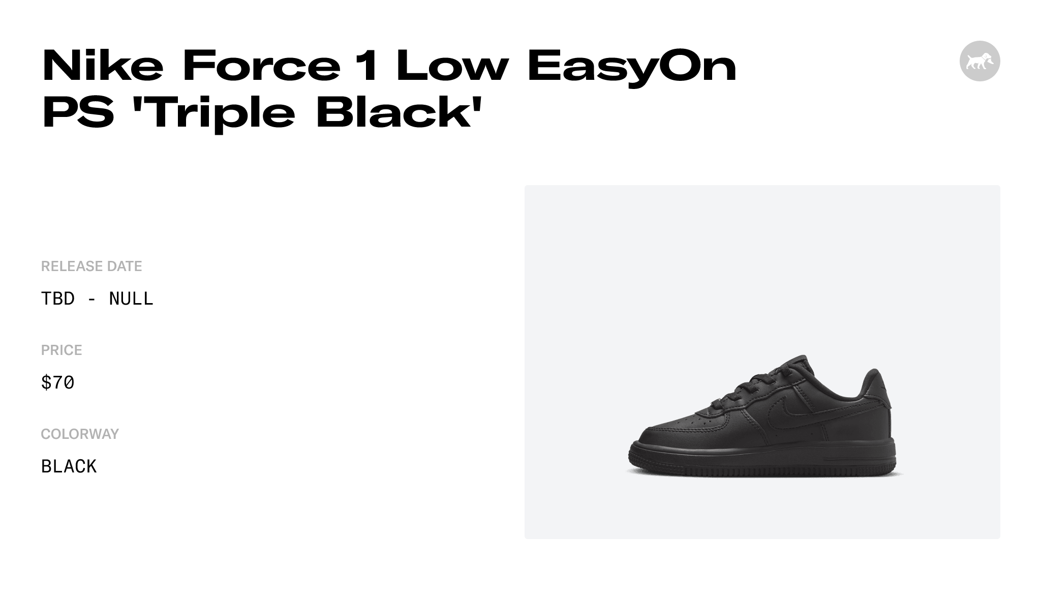 Nike Force 1 Low EasyOn PS 'Triple Black' - FN0237-001 Release Info