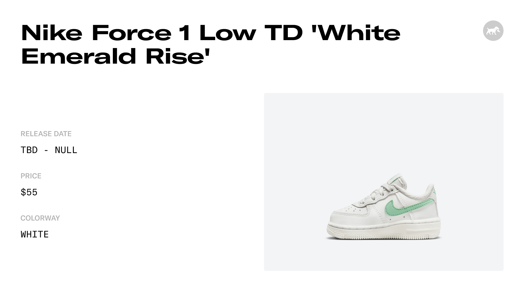 Nike Force 1 Low TD 'White Emerald Rise' - FJ3486-104 Release Info