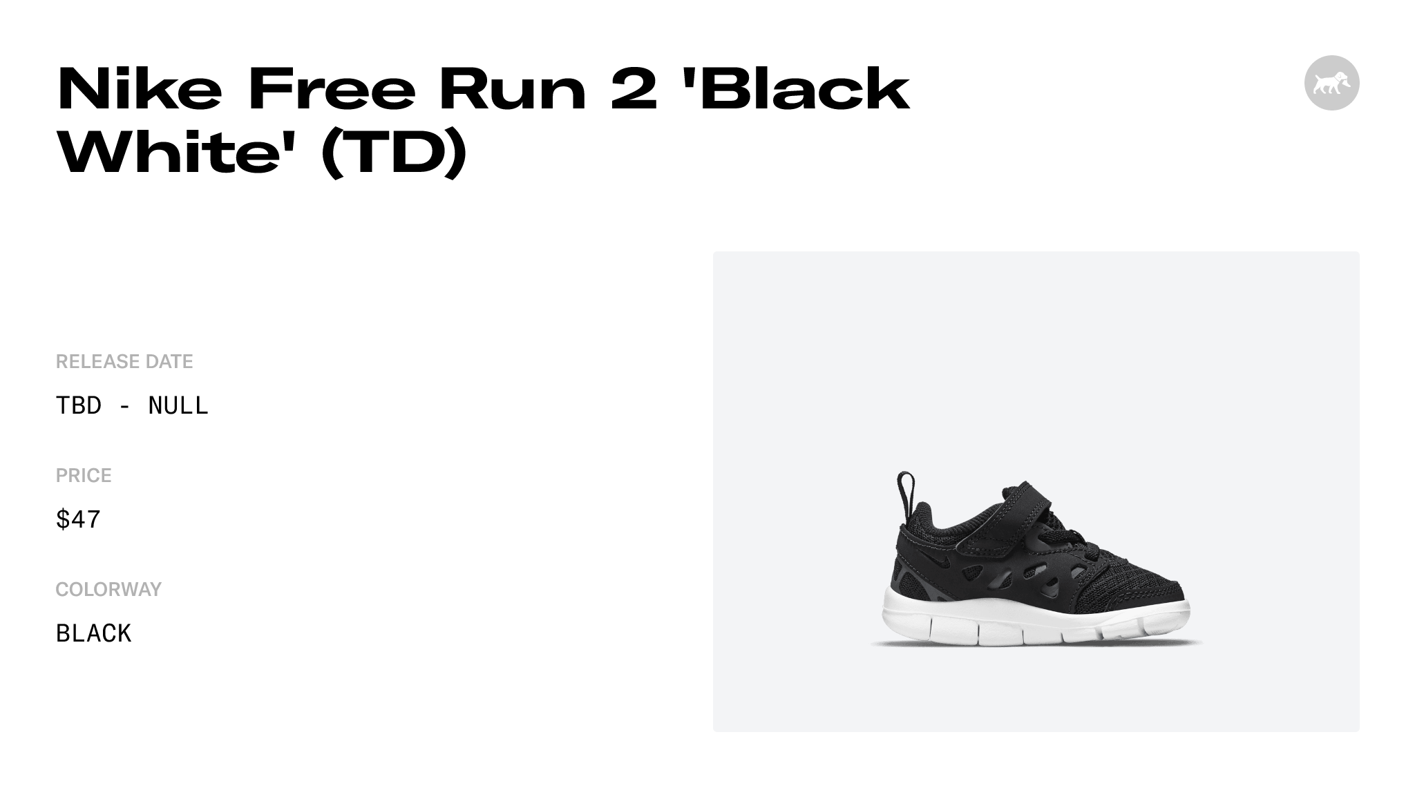Nike Free Run 2 'Black White' (TD) - DA2692-004 Release Info