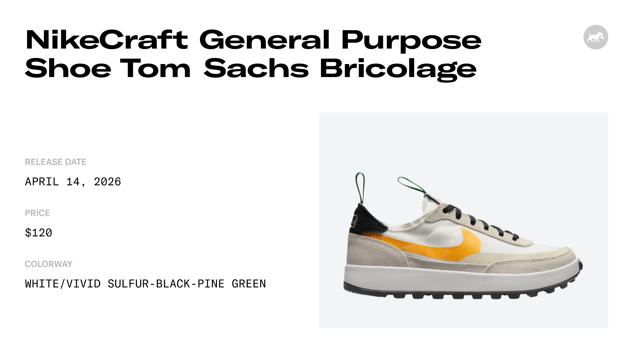 Nike General Purpose Shoe Tom Sachs White Vivid Sulfur - DA6672-100