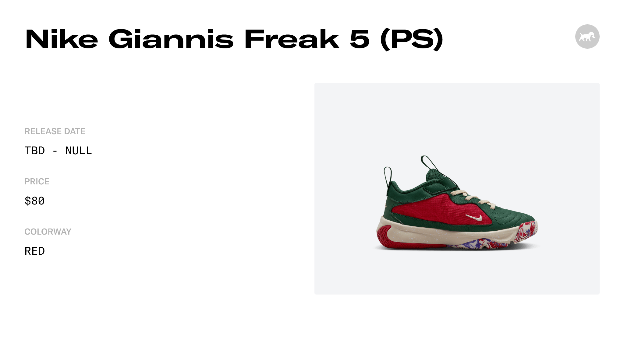 Nike Giannis Freak 5 (PS) - DZ4485-600 Release Info