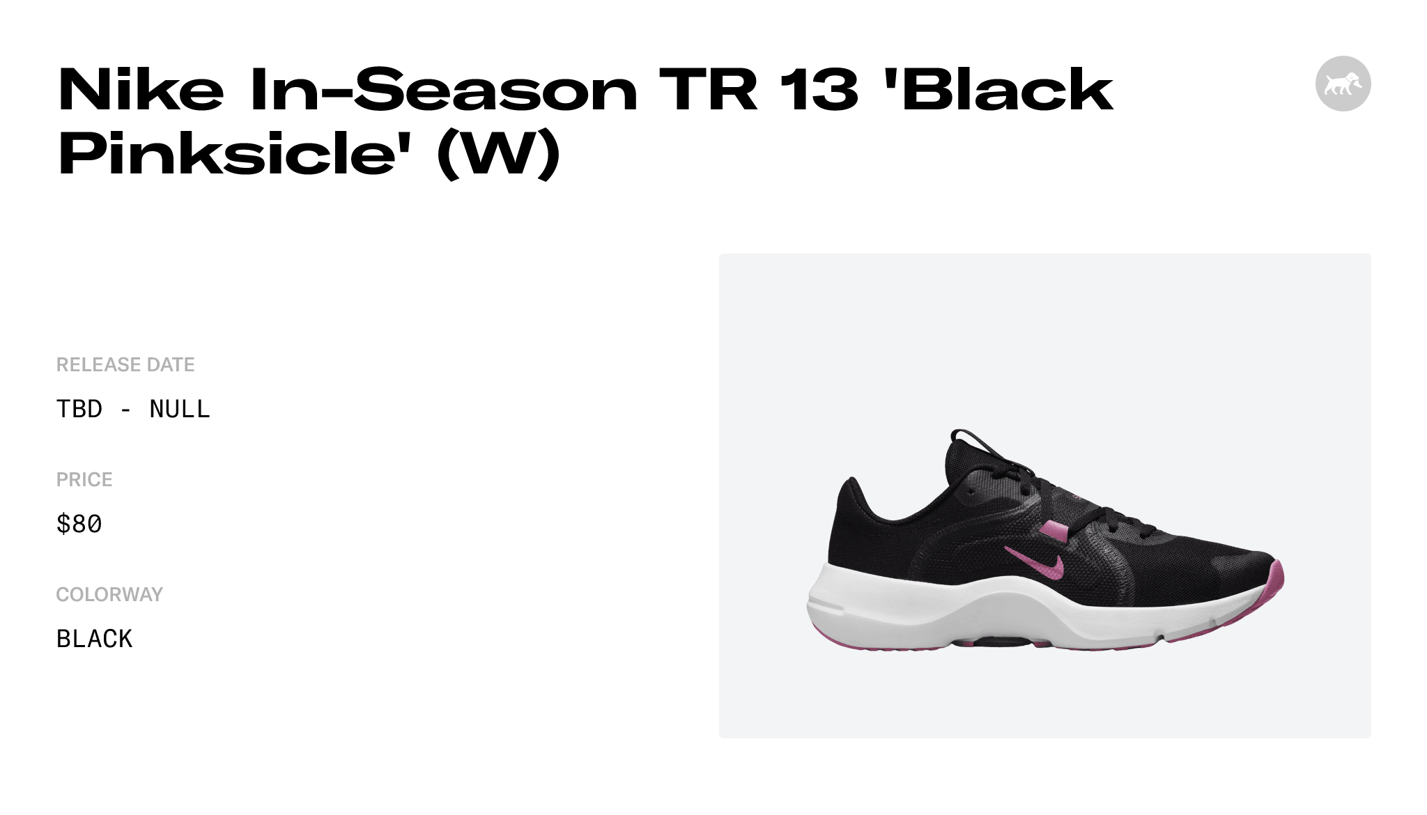 Nike In-Season TR 13 'Black Pinksicle' (W) - DV3975-001 Release Info
