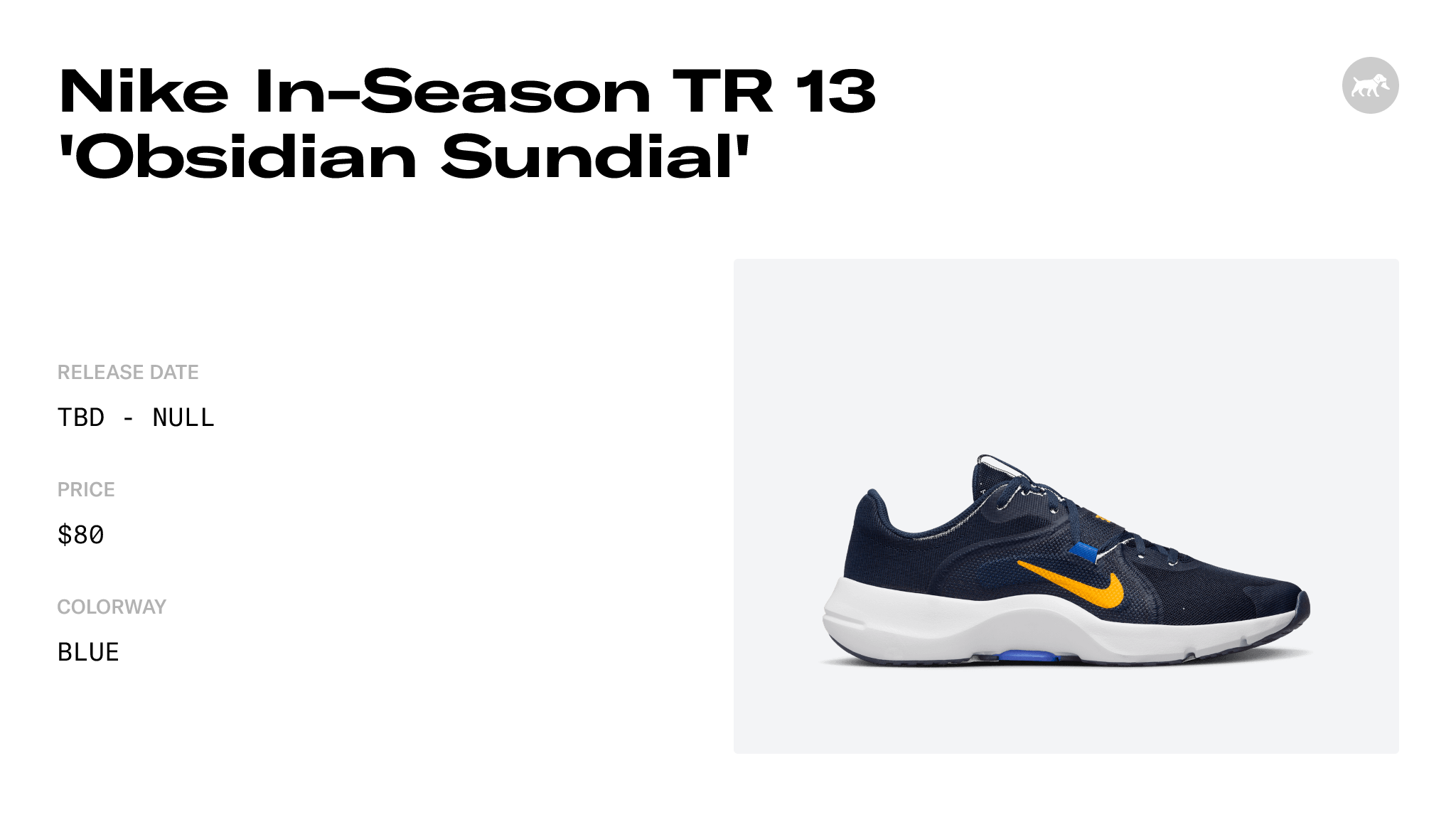 Nike In-Season TR 13 'Obsidian Sundial' - DZ9360-401 Release Info
