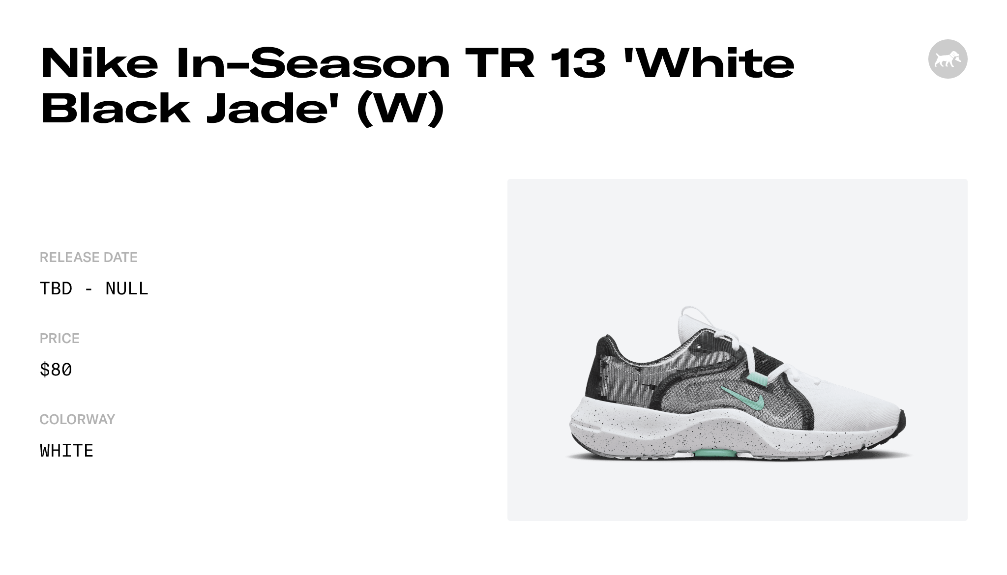 Nike In-Season TR 13 'White Black Jade' (W) - DV3975-102 Release Info
