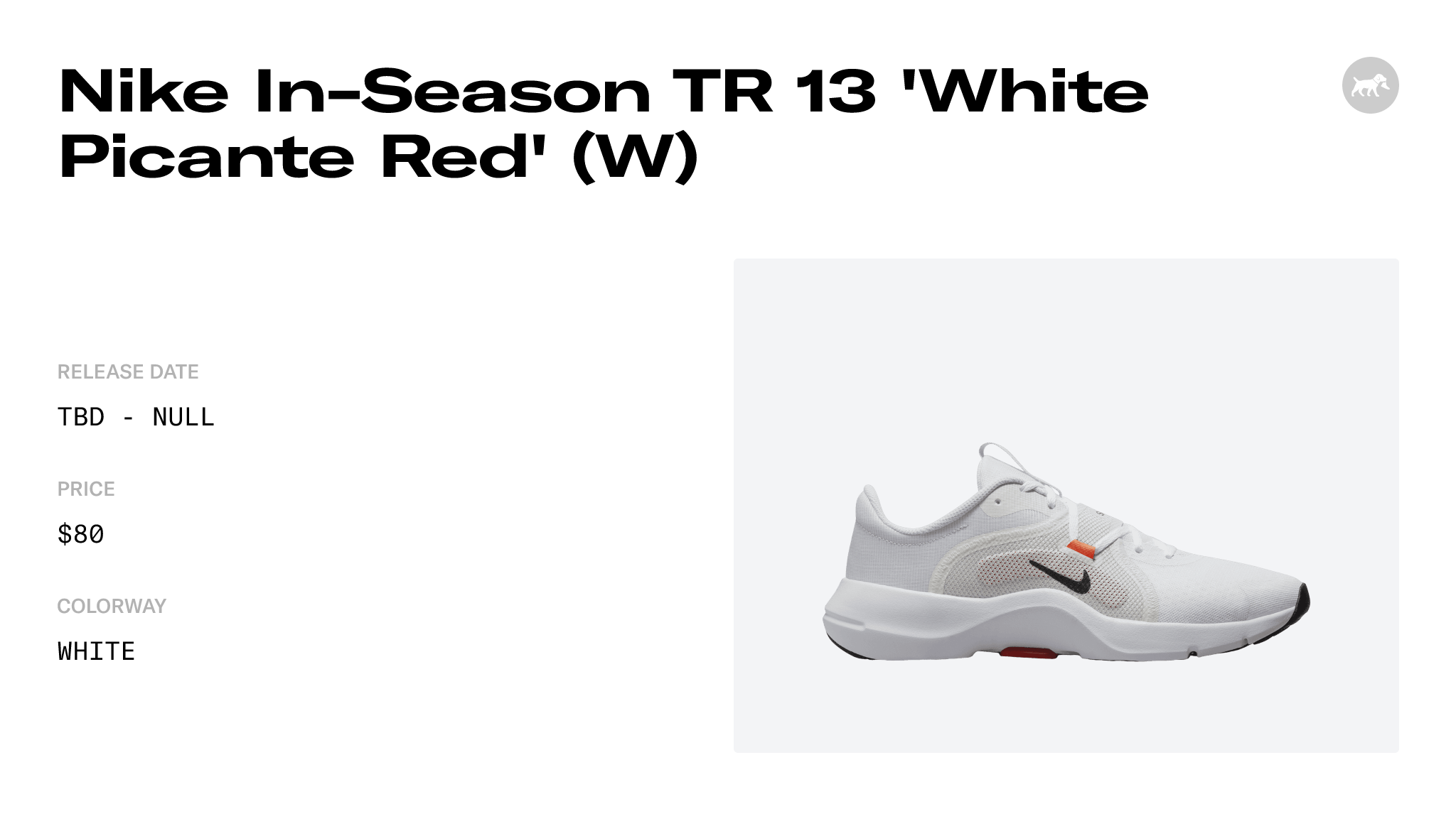 Nike In-Season TR 13 'White Picante Red' (W) - DV3975-100 Release Info
