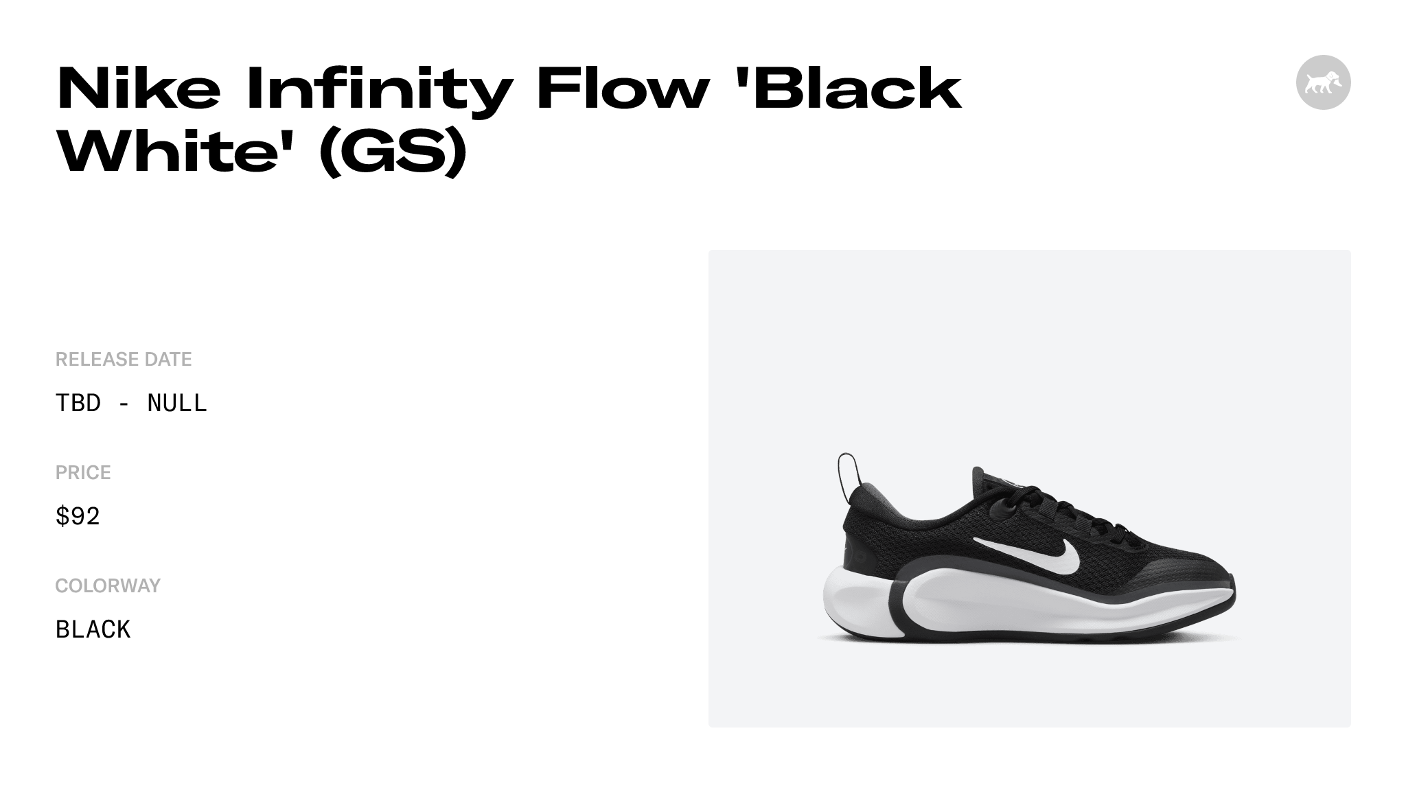 Nike Infinity Flow 'Black White' (GS) - FD6058-002 Release Info