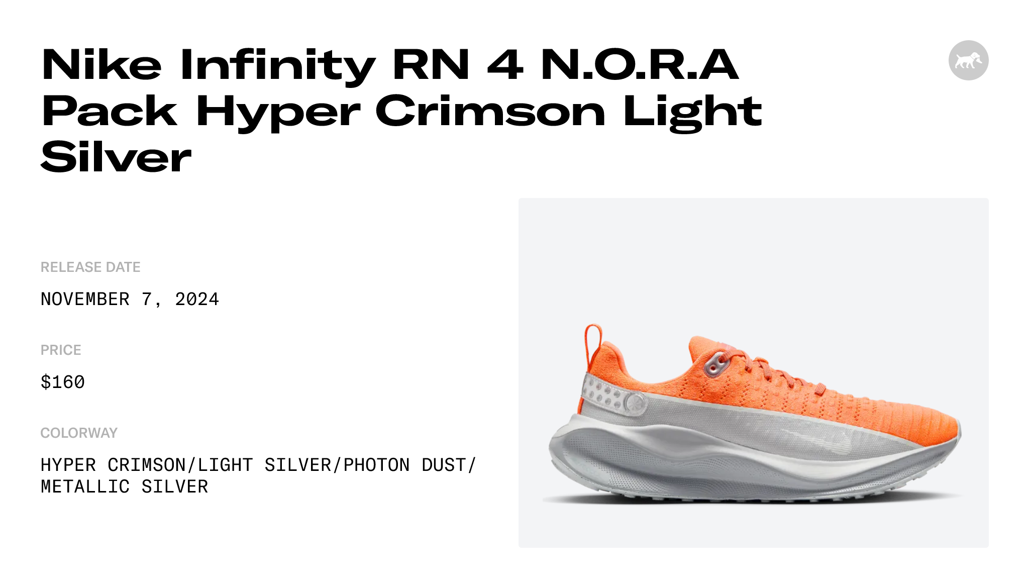 Nike Infinity RN 4 N.O.R.A Pack Hyper Crimson Light Silver - HQ2934-800