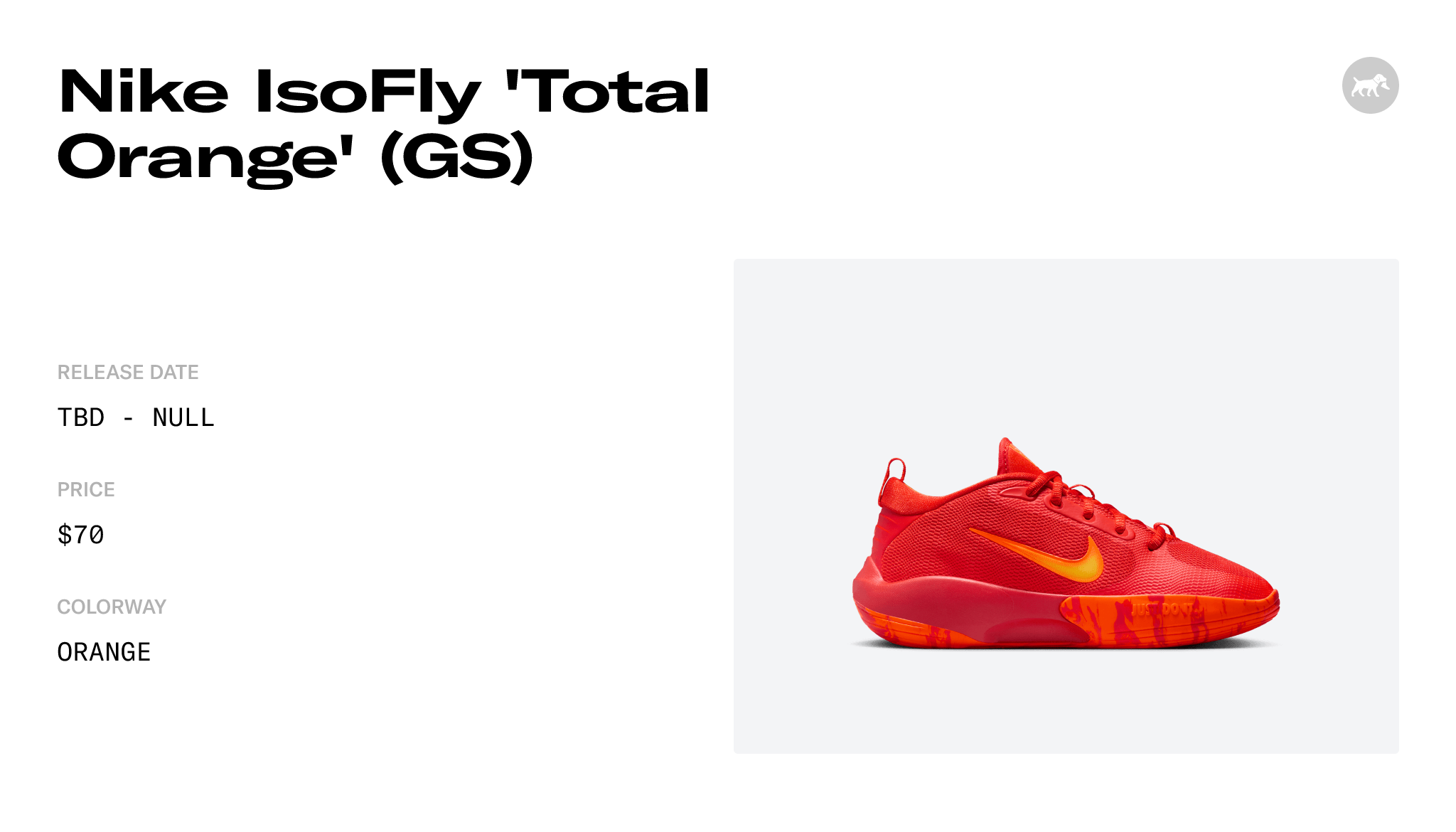 Nike IsoFly 'Total Orange' (GS) - FN4384-800 Release Info