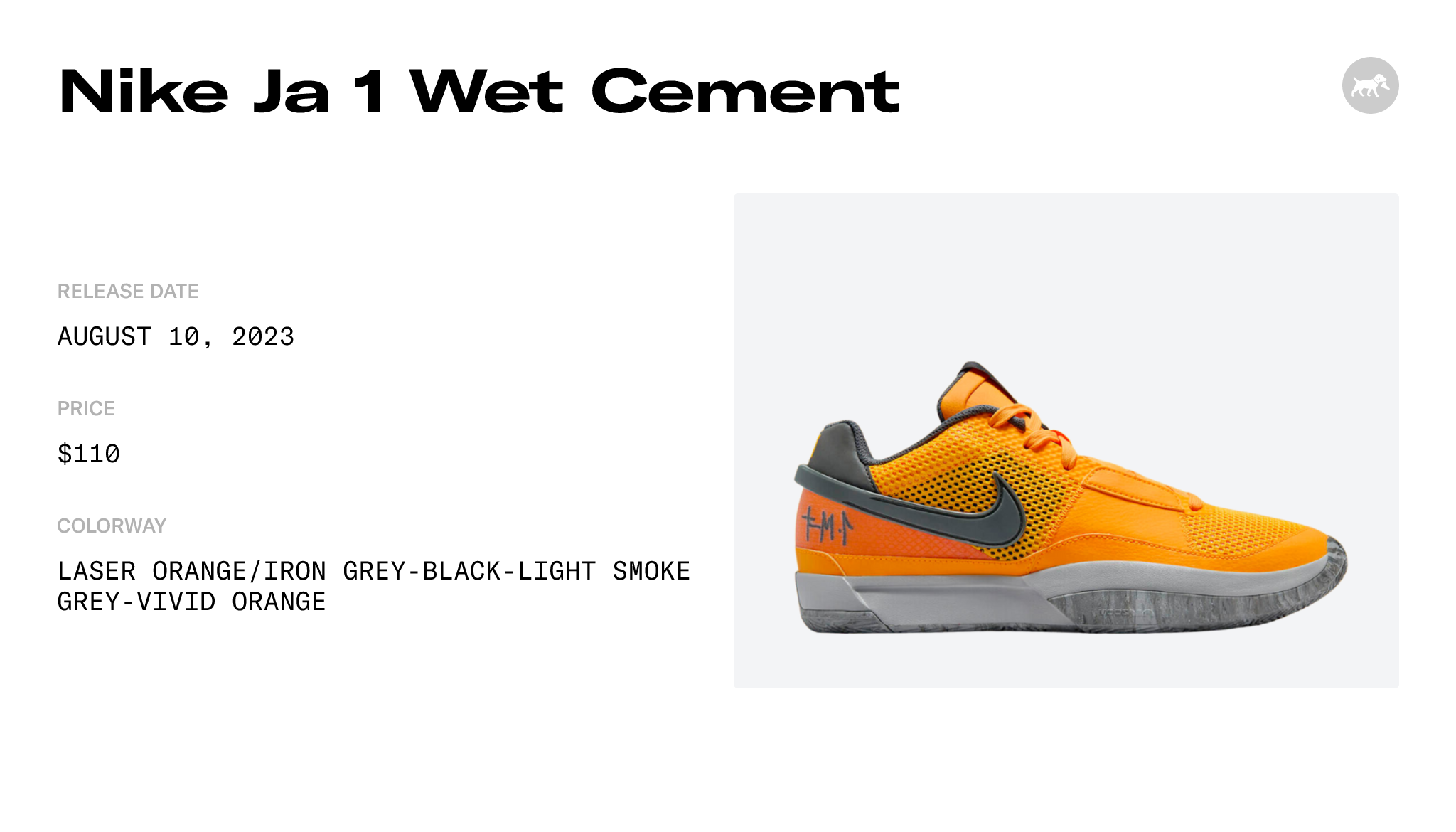Nike Ja 1 Wet Cement - FV1281-800 Raffles & Where to Buy