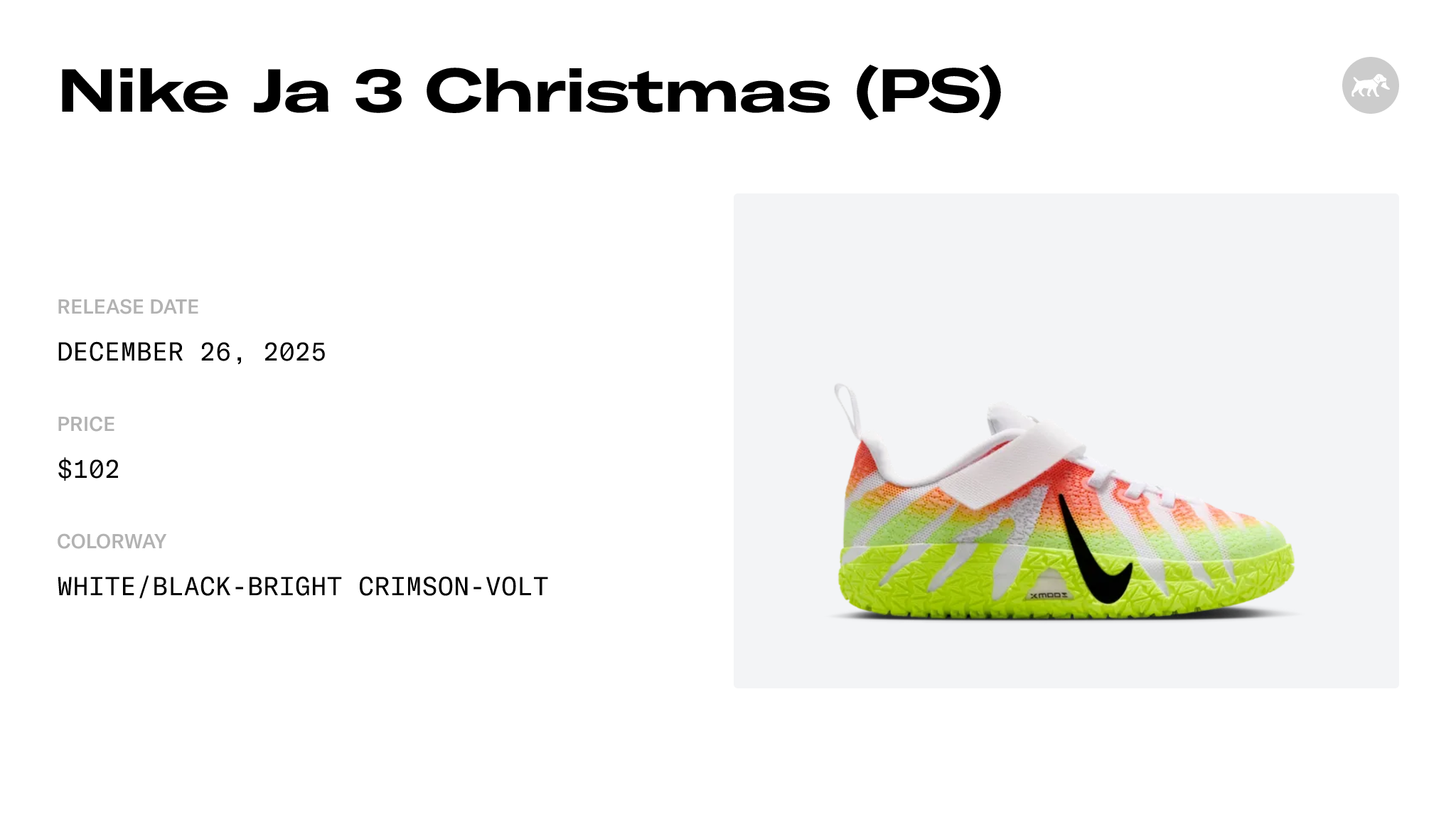 Nike Ja 3 Christmas (PS) - IM8691-100 Raffles & Where to Buy