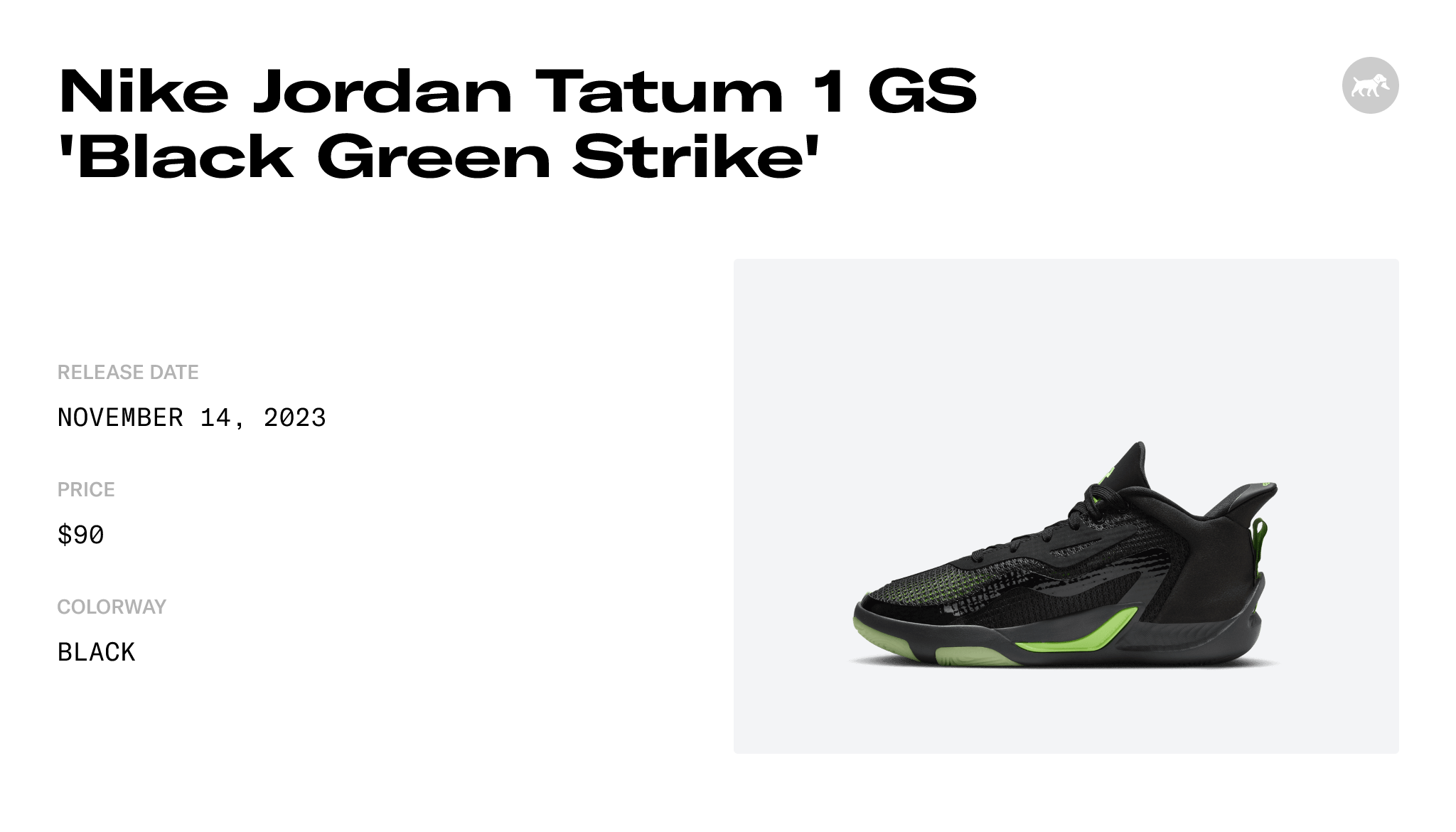 Nike Jordan Tatum 1 GS 'Black Green Strike' - DX5359-003