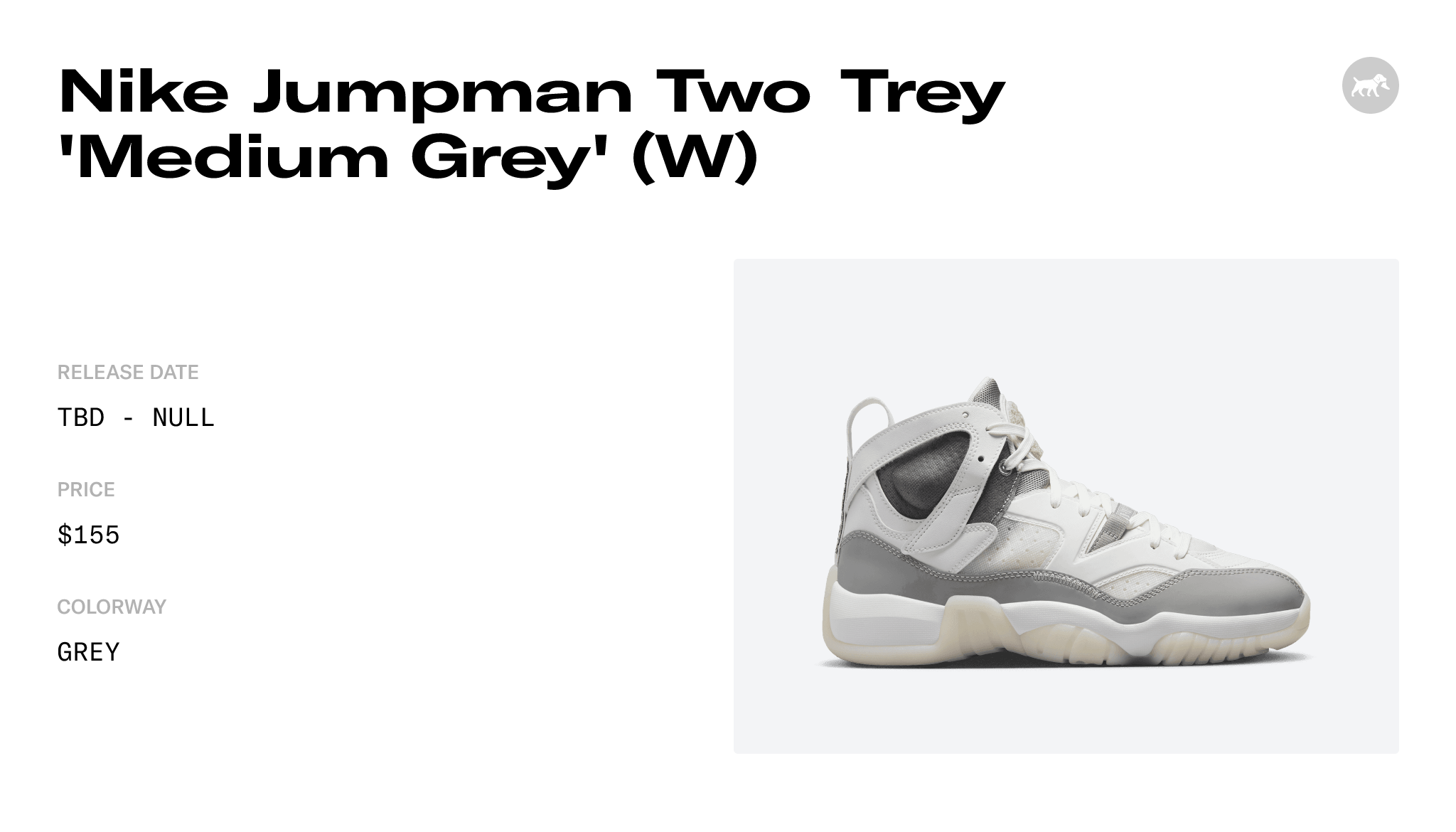Nike Jumpman Two Trey 'Medium Grey' (W) - DR9631-002 Release Info