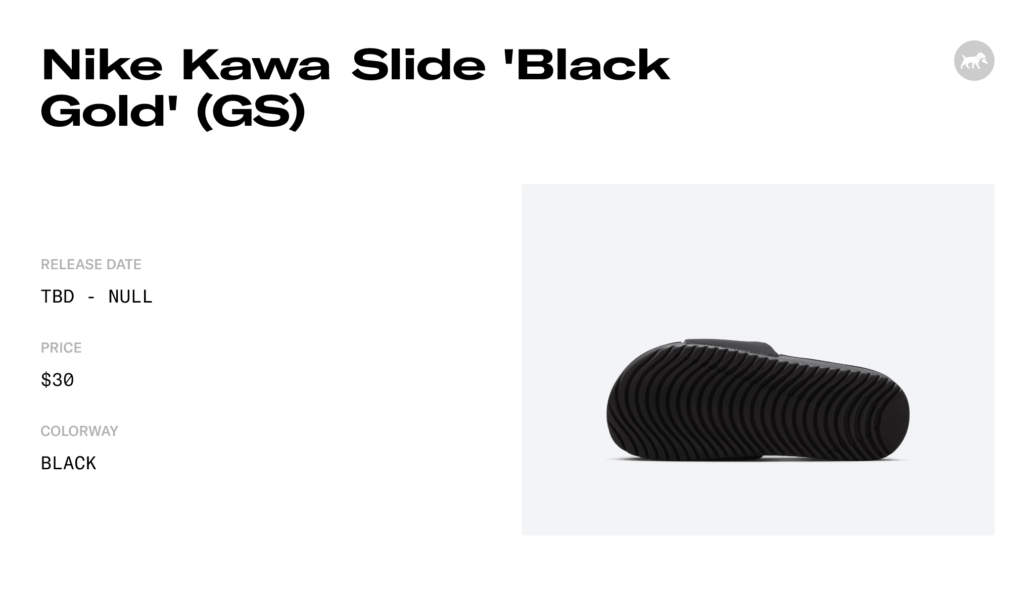 Nike Kawa Slide 'Black Gold' (GS) - 819352-003 Release Info