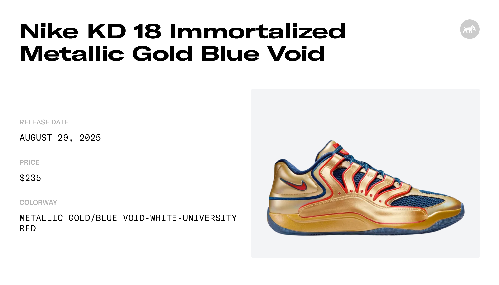 Nike KD 18 Immortalized Metallic Gold Blue Void - II5138-700 Release Info