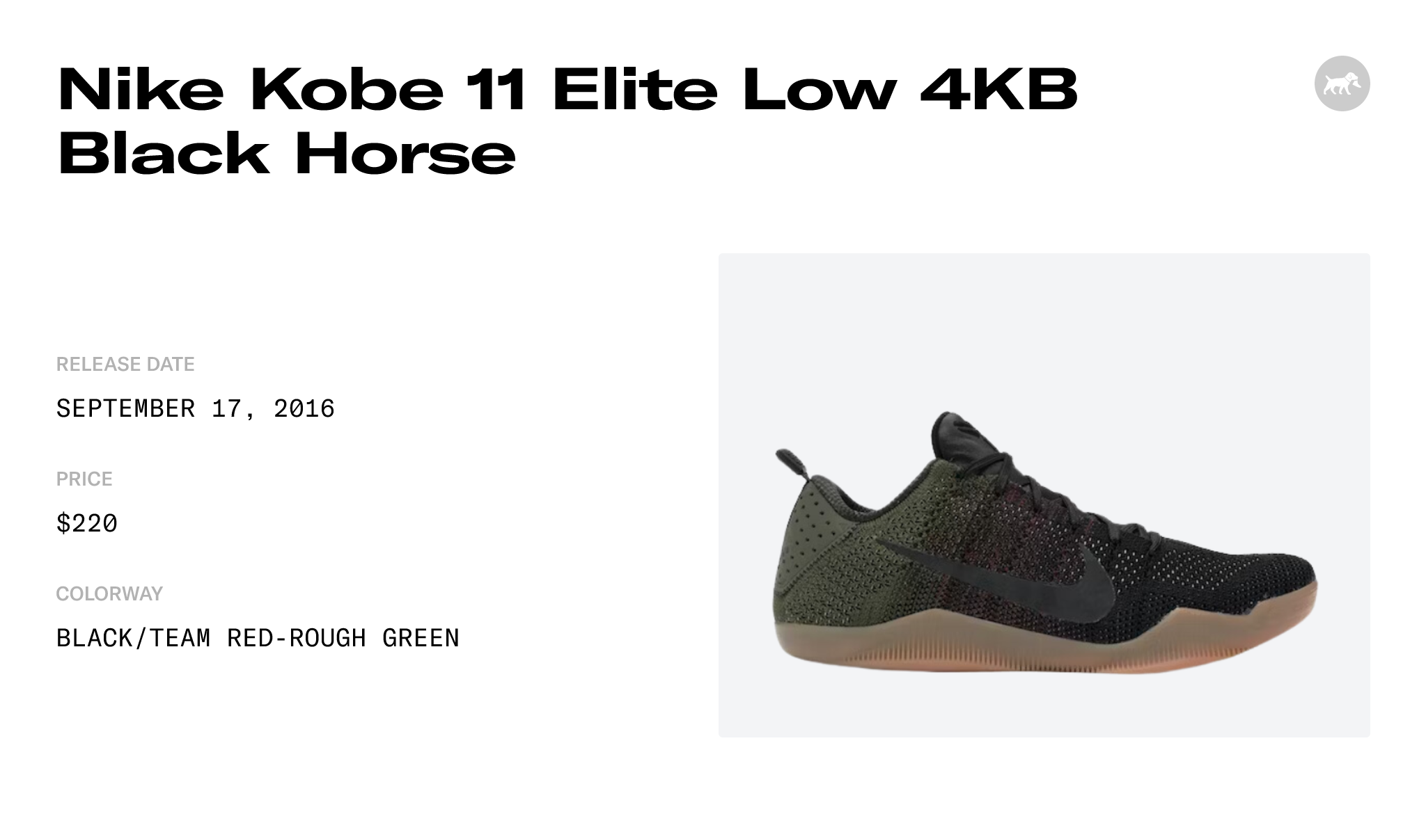 Nike Kobe 11 Elite Low 4KB Black Horse - 824463-063
