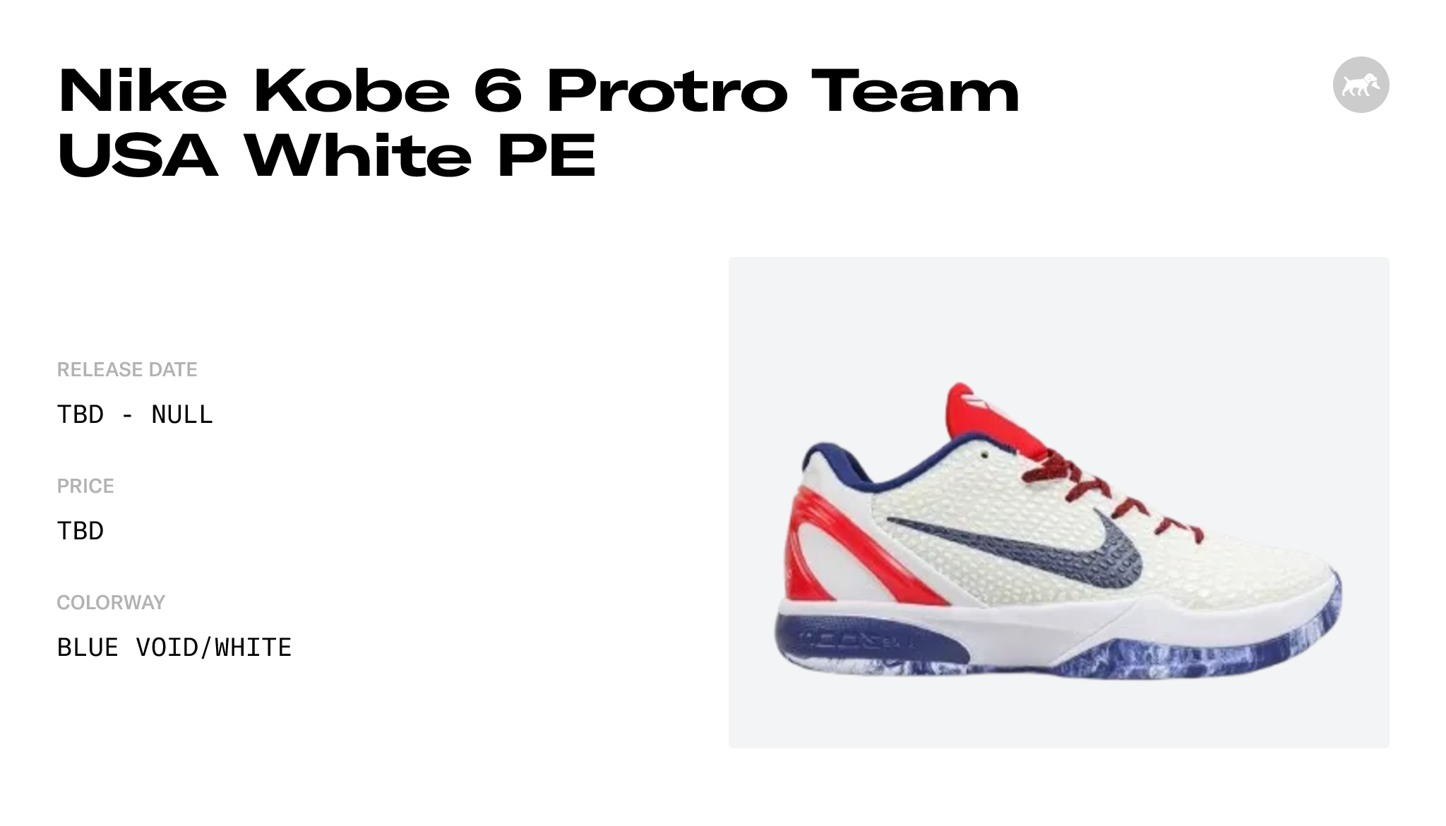 Nike Kobe 6 Protro Team USA White PE - DO9467-1110950 Release Info
