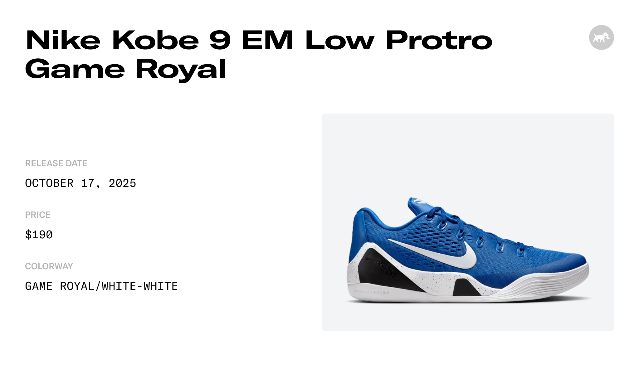 Nike Kobe 9 EM Low Protro Game Royal - IH1401-400 Raffles & Where to Buy
