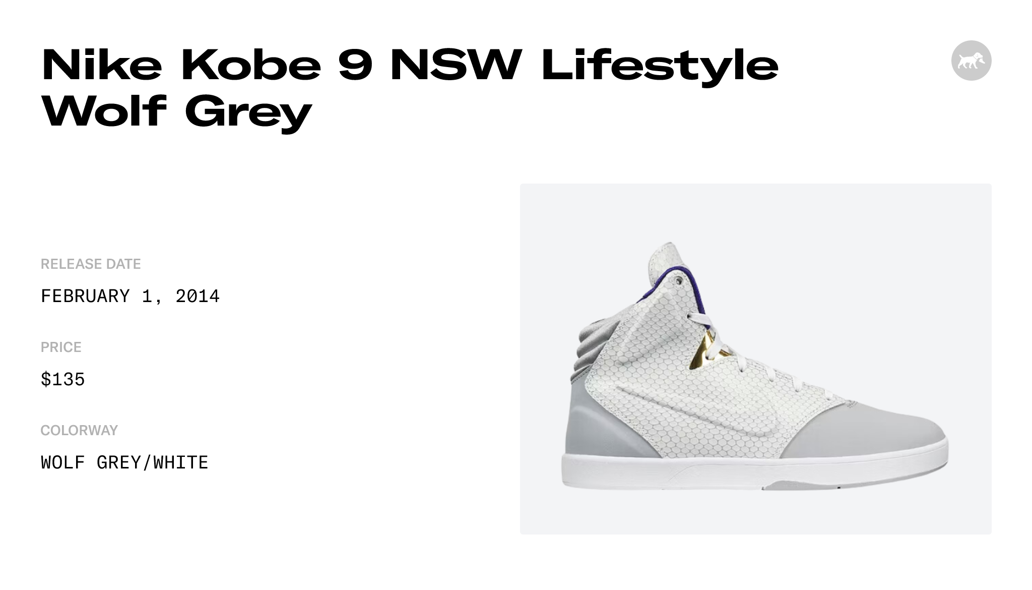 Nike Kobe 9 NSW Lifestyle Wolf Grey - 630774-001 Raffles & Where to Buy