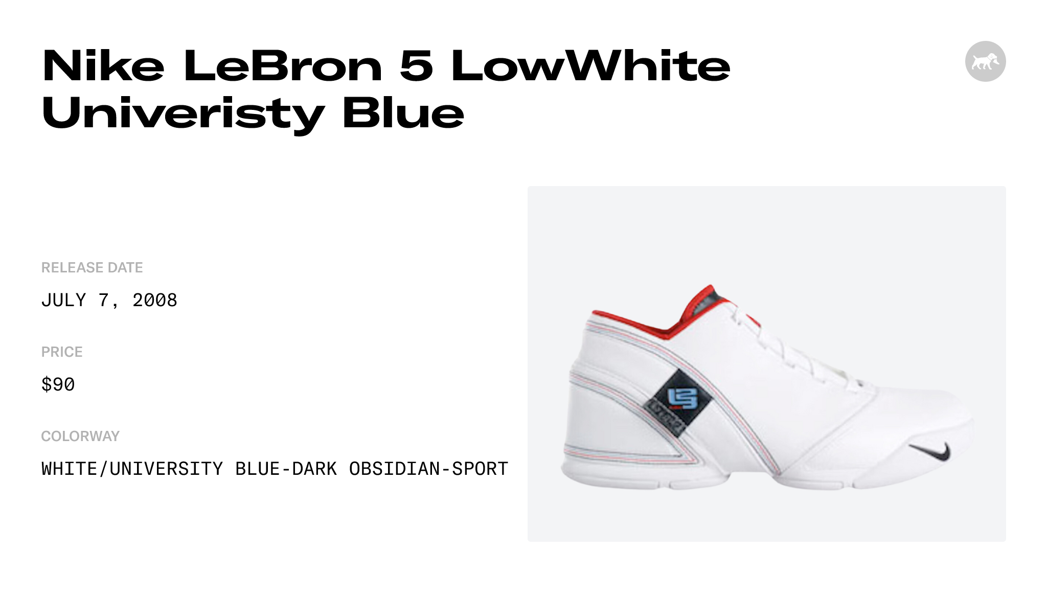 Nike LeBron 5 LowWhite Univeristy Blue - 318696-141
