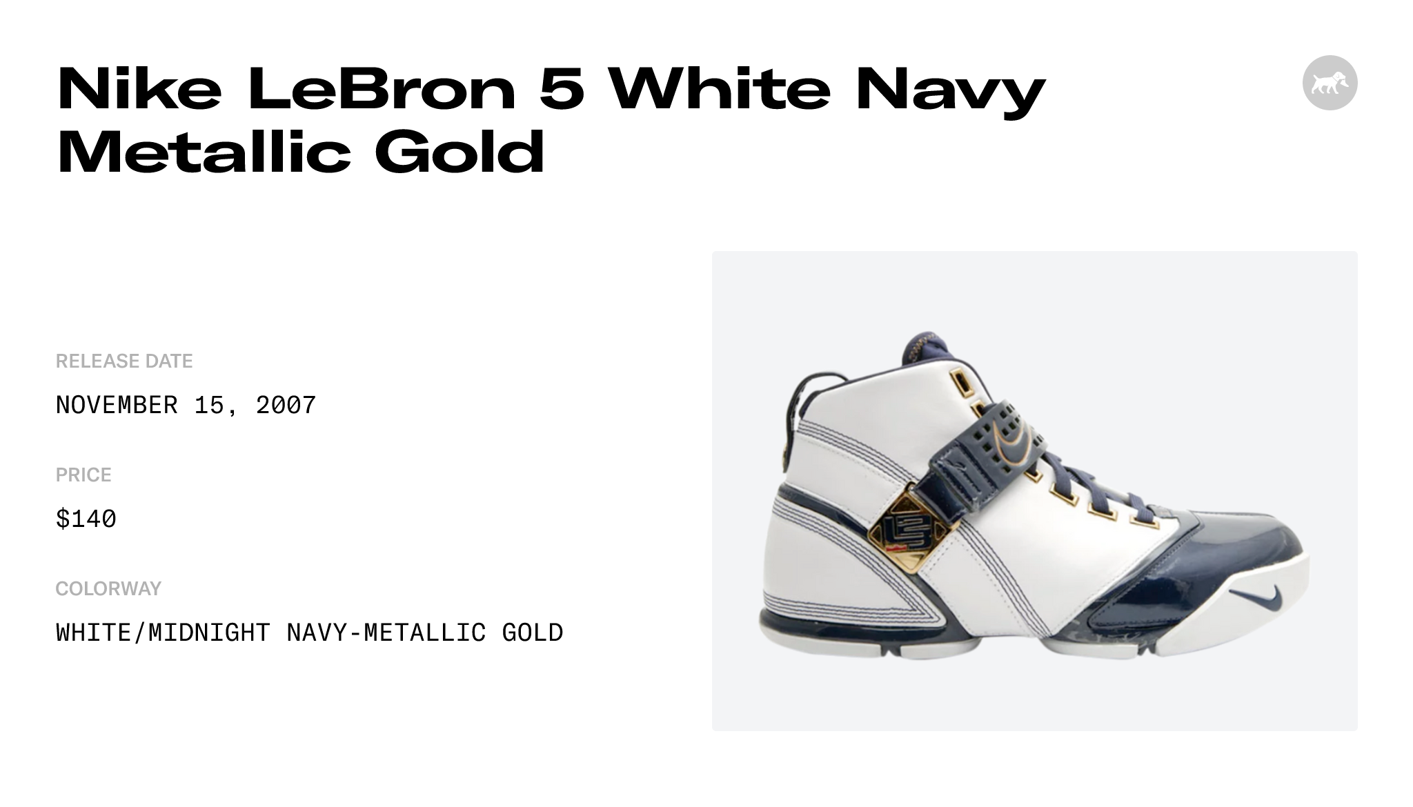 Nike LeBron 5 White Navy Metallic Gold - 317253-141