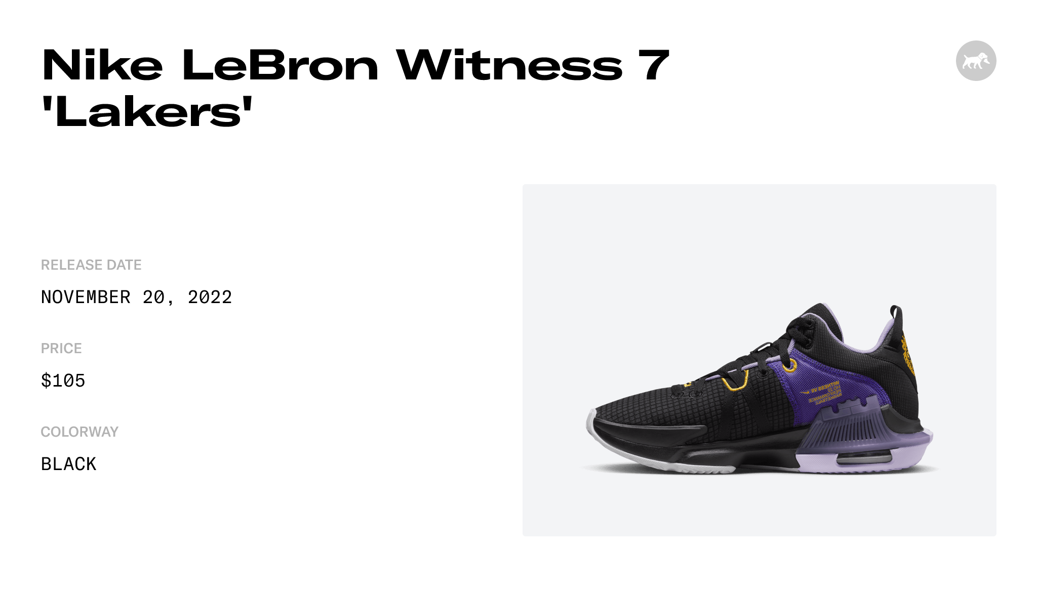 Nike LeBron Witness 7 'Lakers' - DM1123-002 Release Info