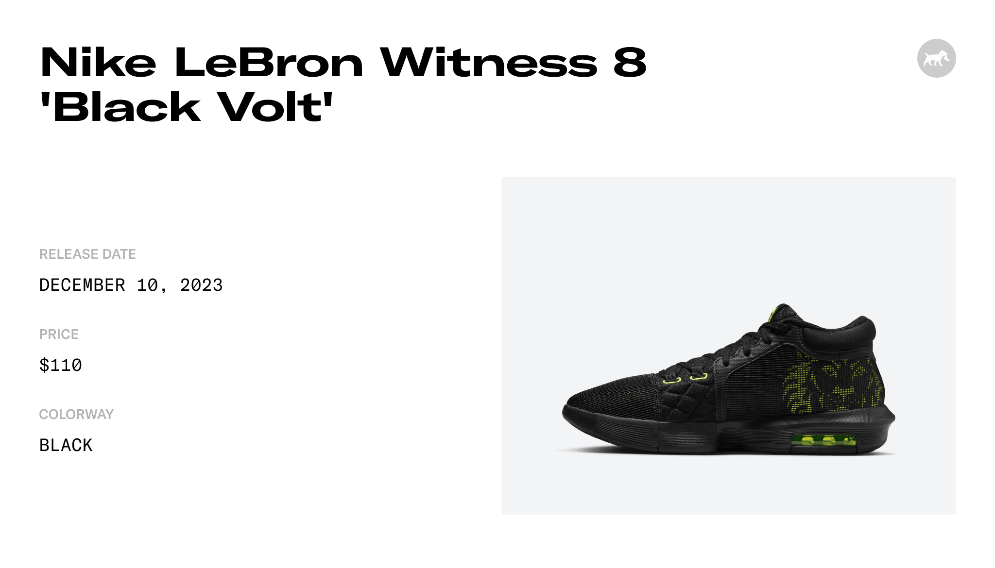 Nike LeBron Witness 8 'Black Volt' - FB2239-002 Release Info