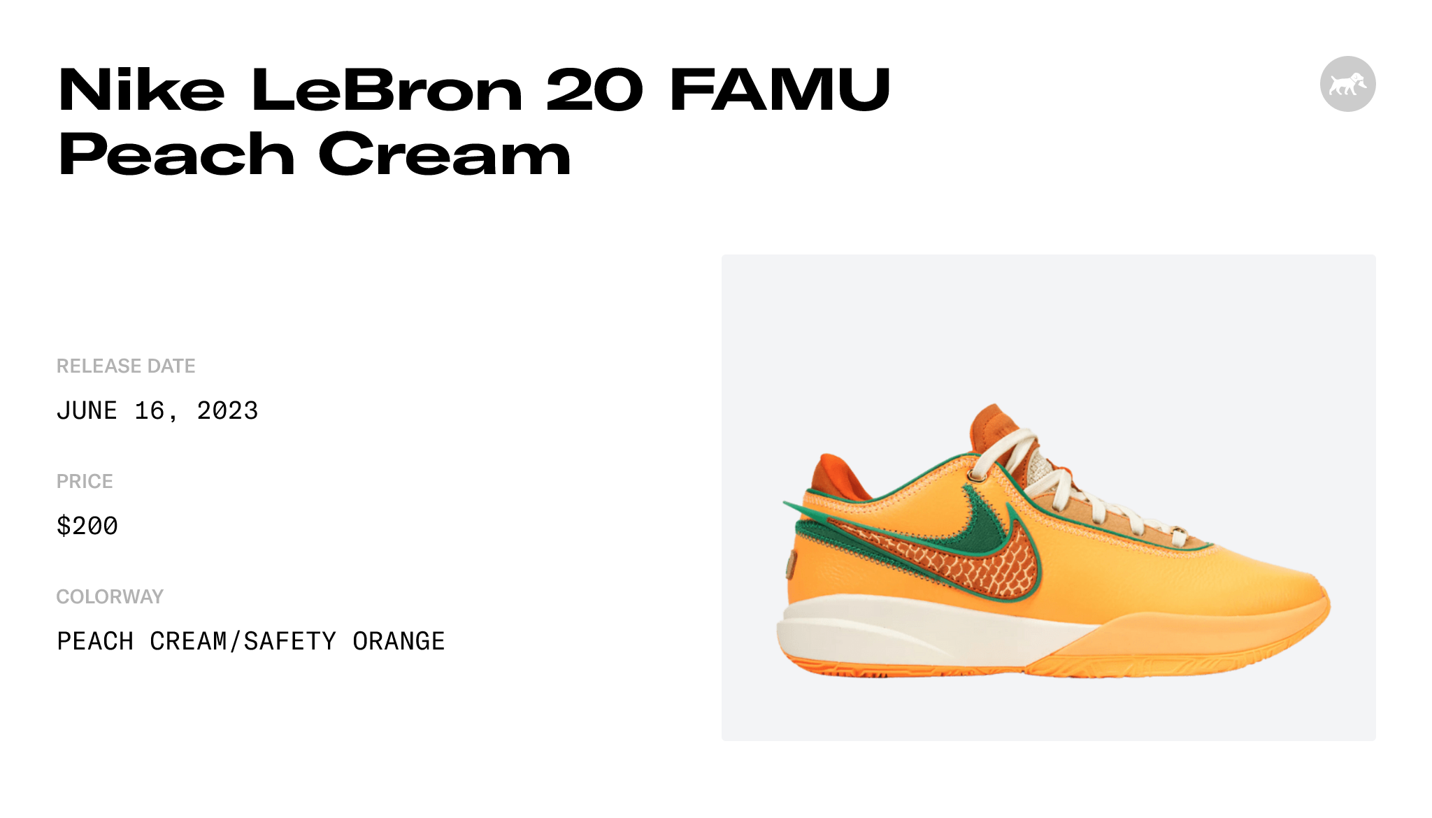 Nike LeBron 20 FAMU Peach Cream - FN8263-800 Raffles & Where to Buy