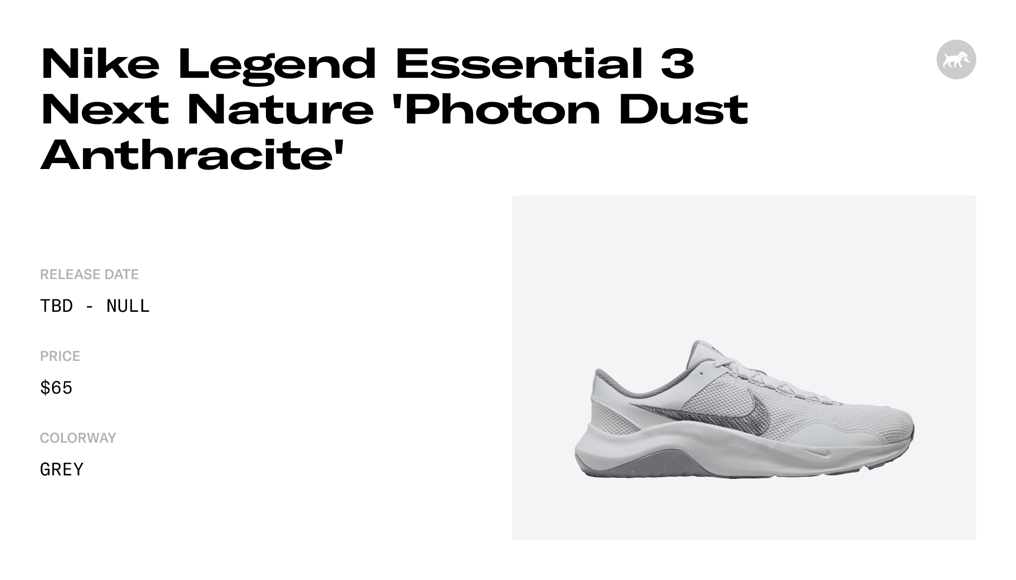 Nike Legend Essential 3 Next Nature 'Photon Dust Anthracite' - DM1120 ...