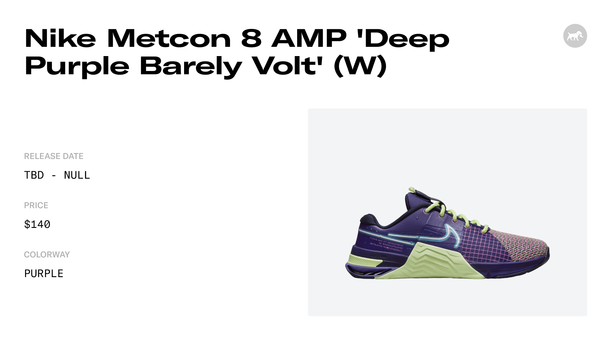 Nike Metcon 8 AMP 'Deep Purple Barely Volt' (W) - DV1168-500 Release Info