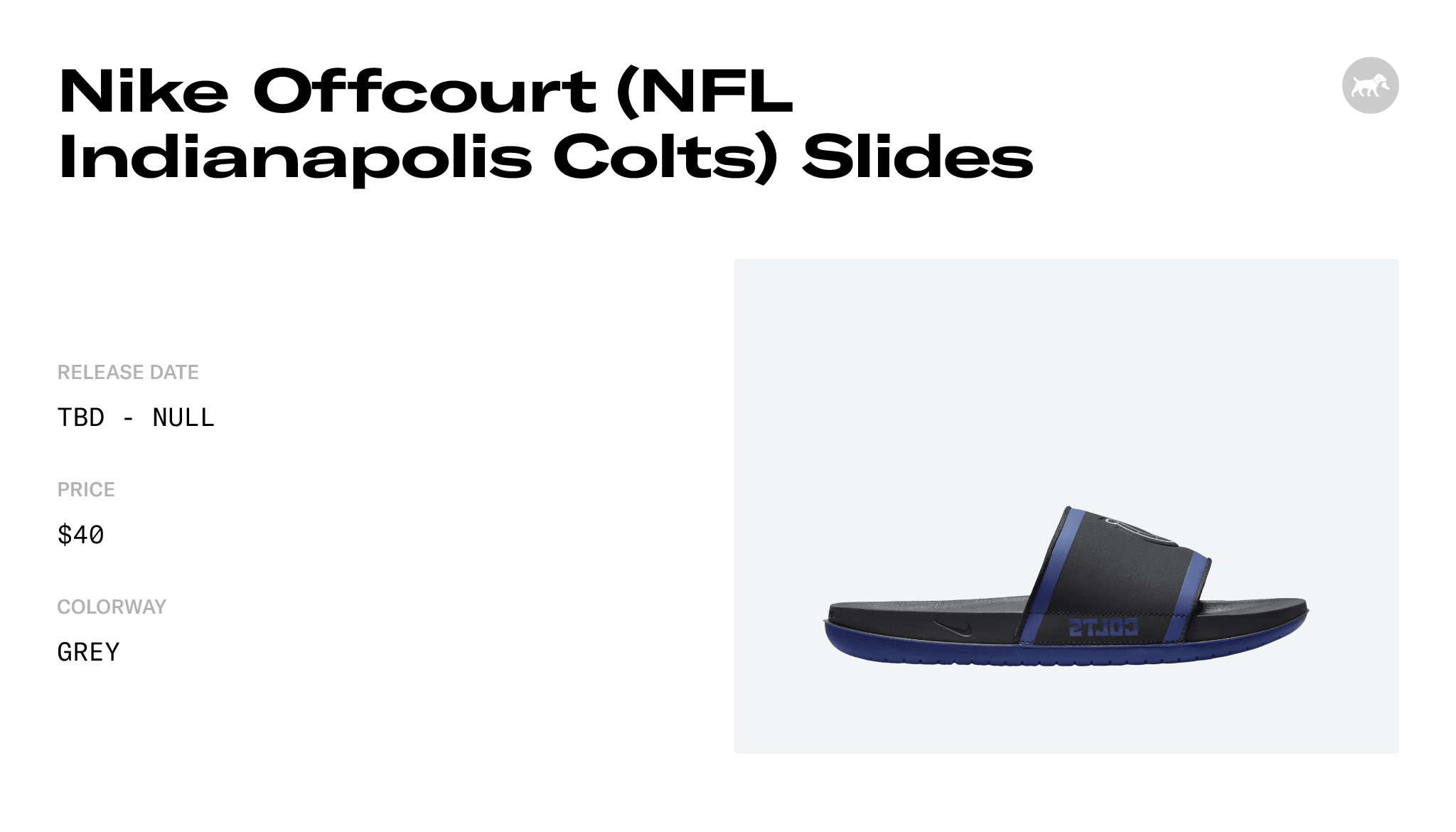 Nike Offcourt (NFL Indianapolis Colts) Slides - DD0517-002 Release Info