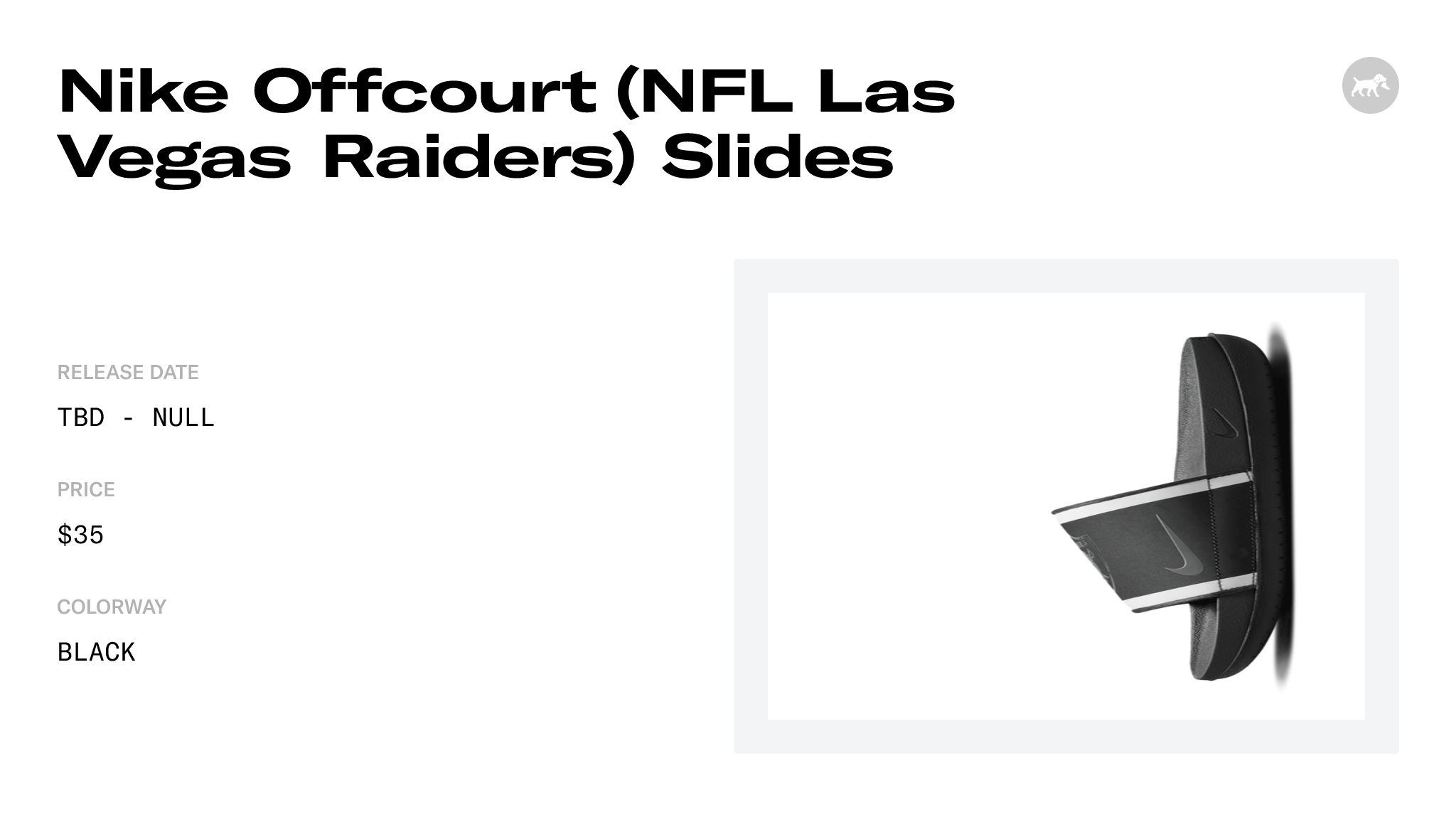 Nike Offcourt (NFL Las Vegas Raiders) Slides - DD0542-001 Release Info