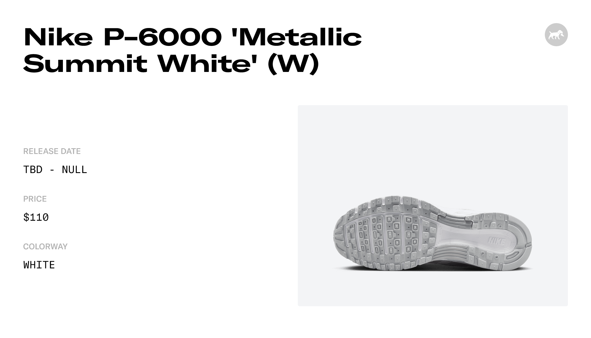 Nike P-6000 'Metallic Summit White' (W) - FV6603-101 Release Info