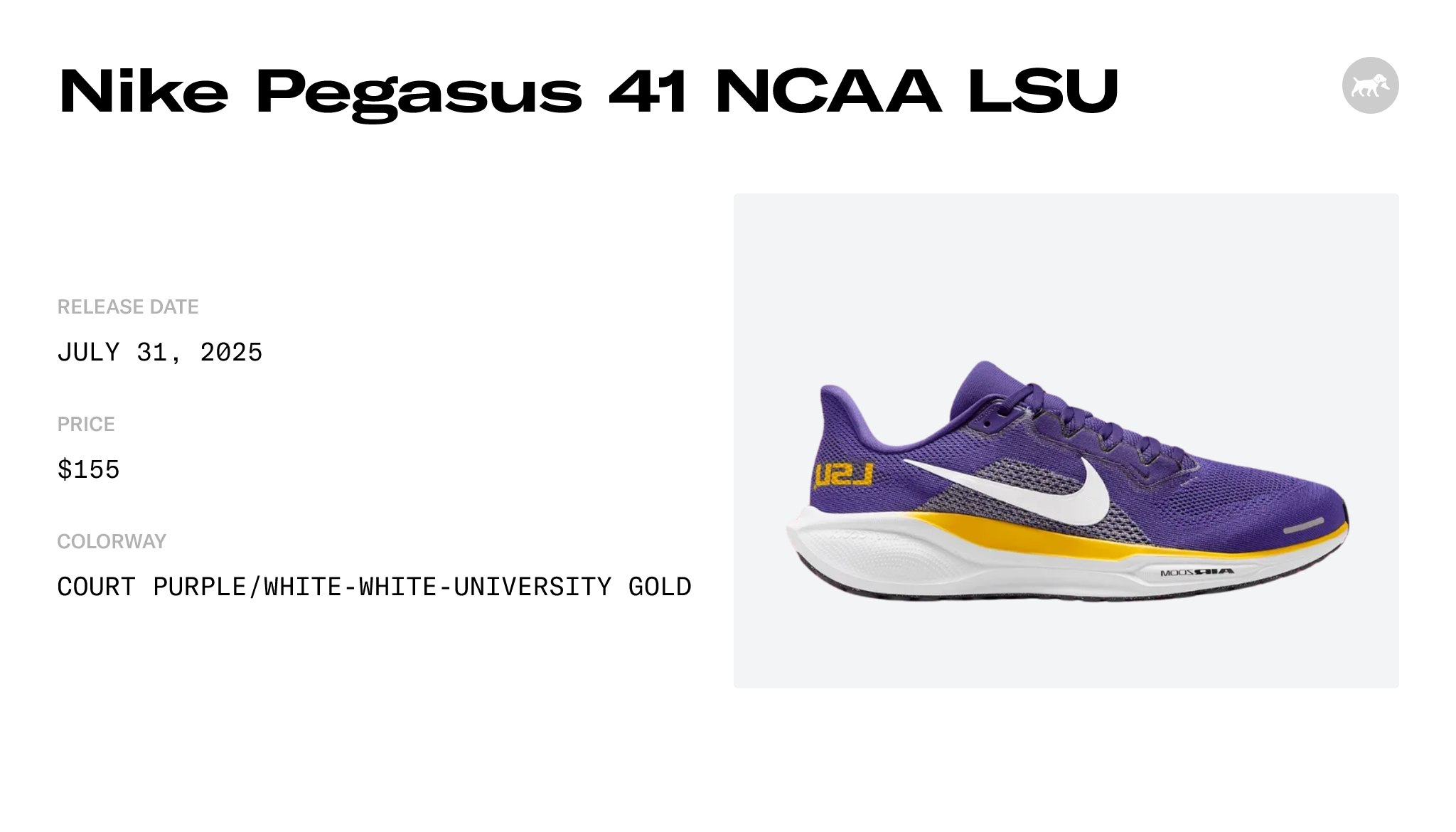 Nike Pegasus 41 NCAA LSU - IB3248-500 Raffles & Where to Buy