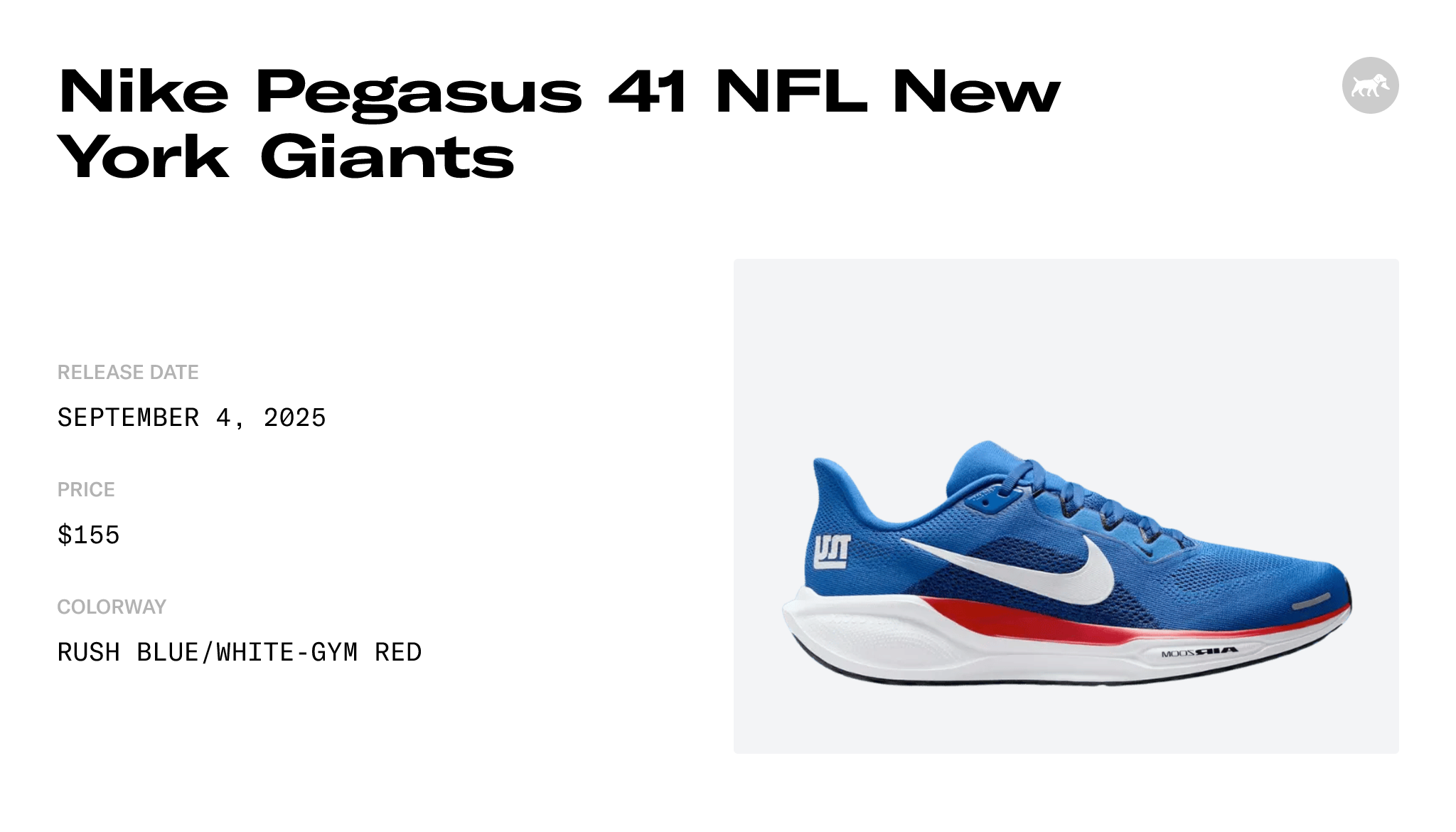 Nike Pegasus 41 NFL New York Giants - IB3203-400 Raffles & Where to Buy