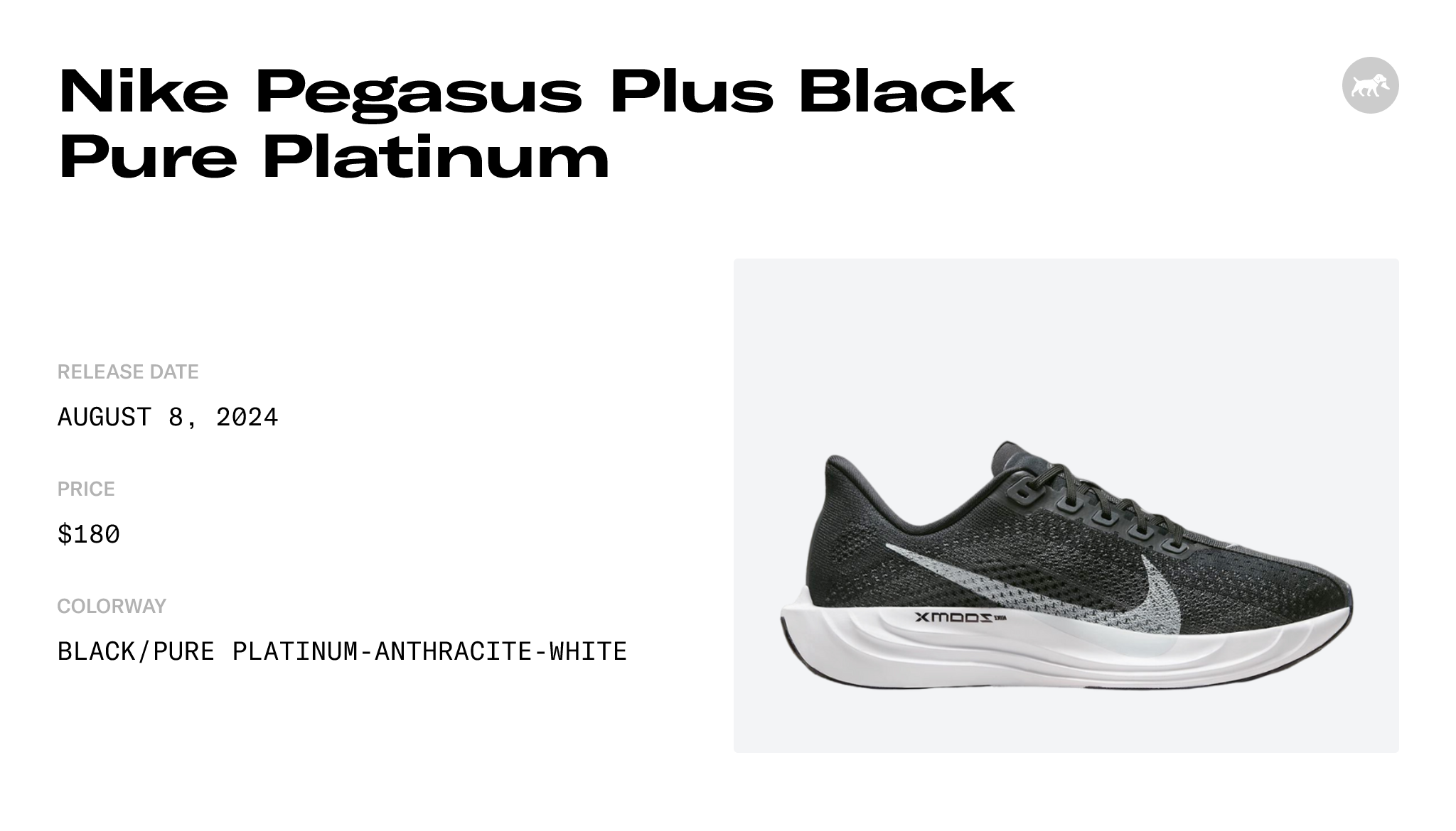 Nike Pegasus Plus Black Pure Platinum - FQ7262-002