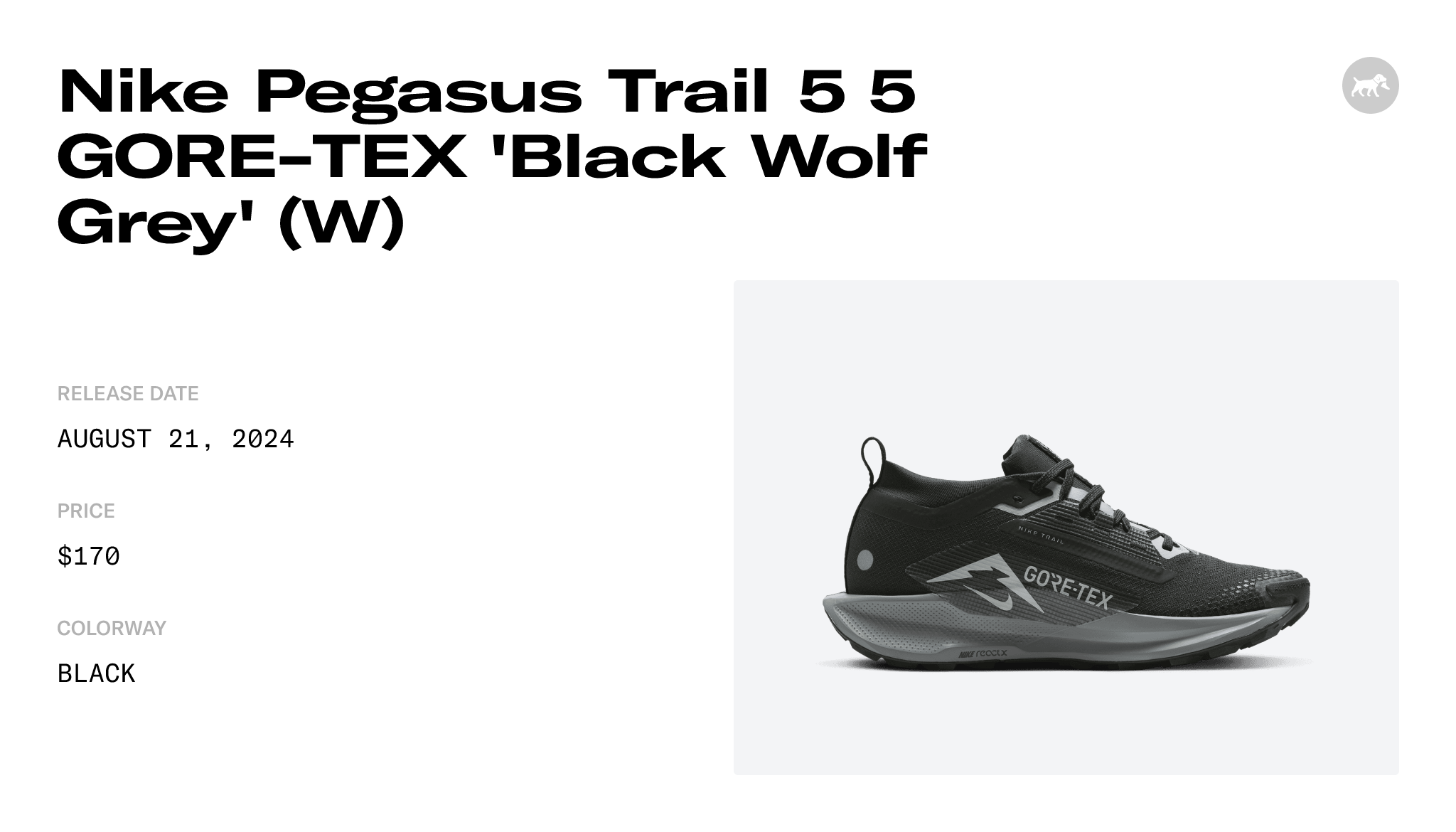 Nike Pegasus Trail 5 5 GORE-TEX 'Black Wolf Grey' (W) - FQ0912-001