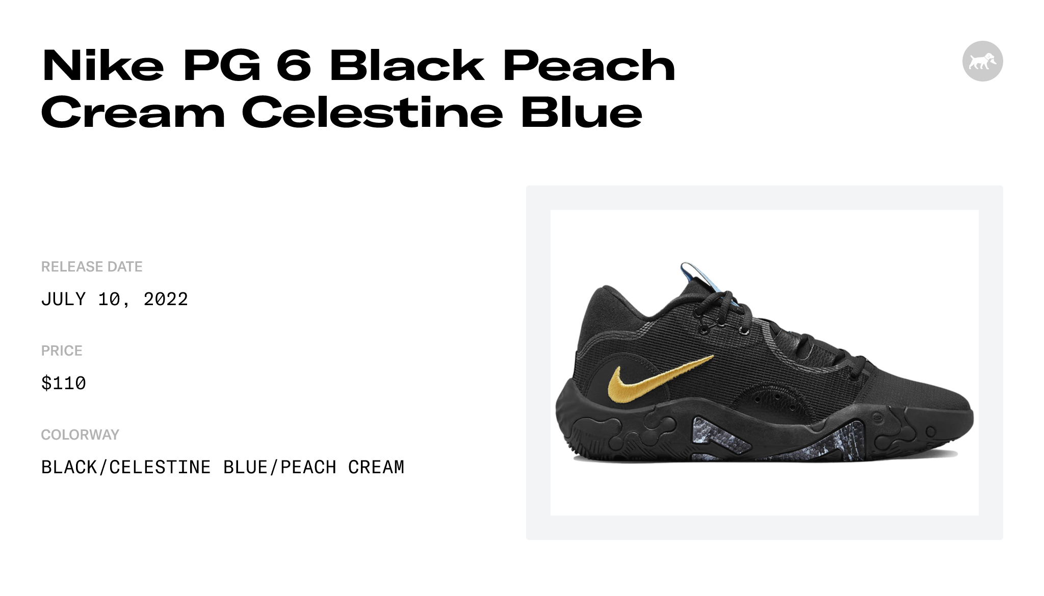 Nike PG 6 Black Peach Cream Celestine Blue - DC1974-005