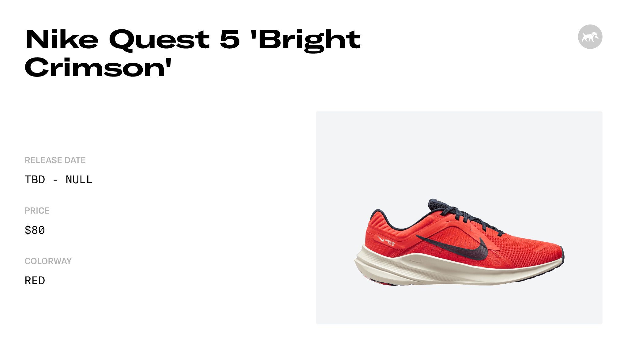 Nike Quest 5 'Bright Crimson' - DD0204-600 Release Info