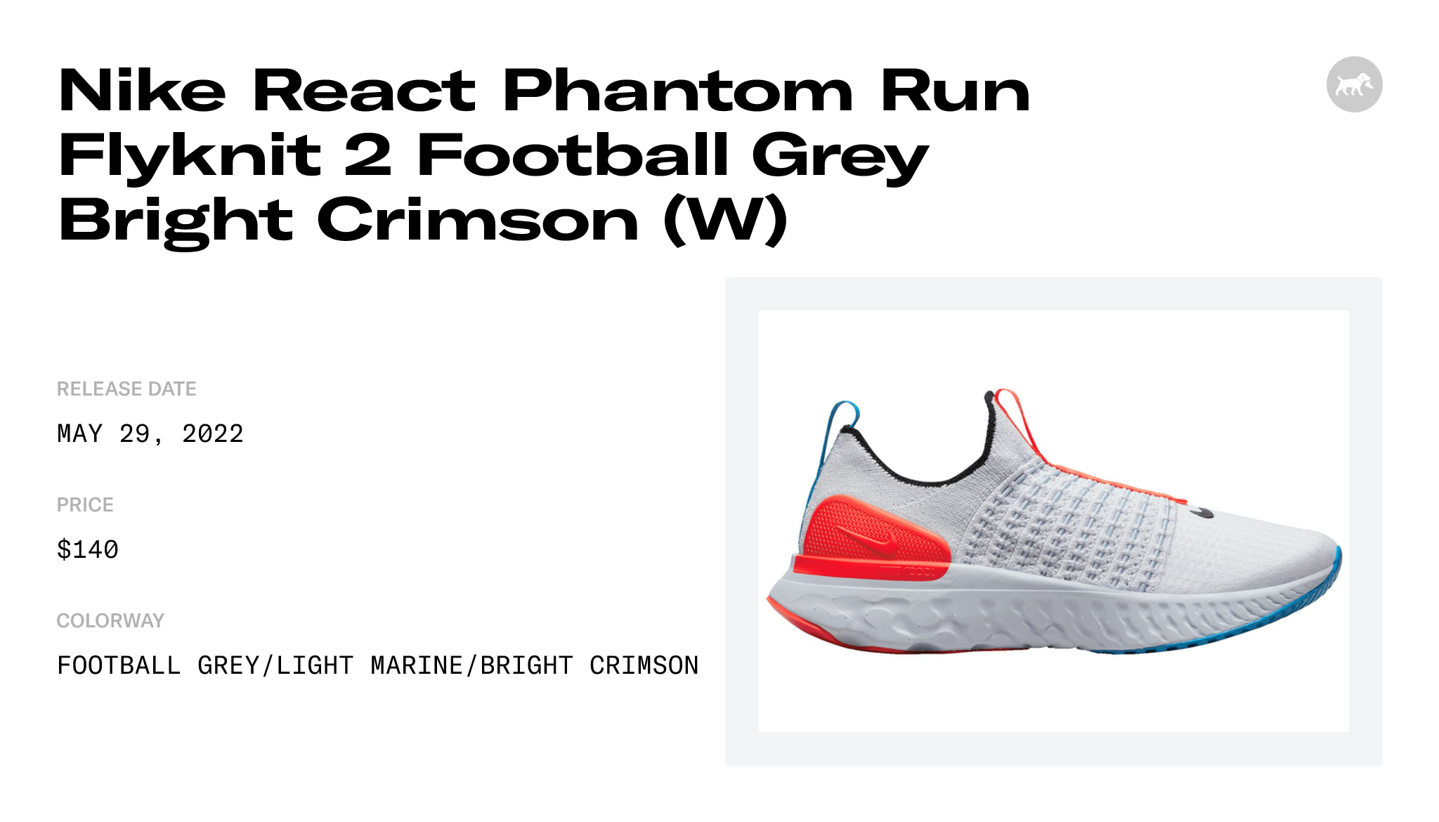 Nike React Phantom Run Flyknit 2 Football Grey Bright Crimson (W ...