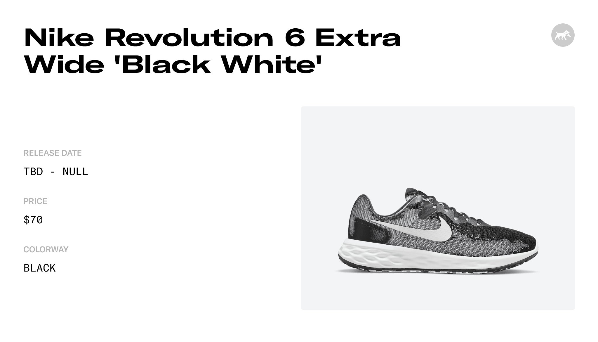 Nike Revolution 6 Extra Wide 'Black White' - DD8475-003 Release Info