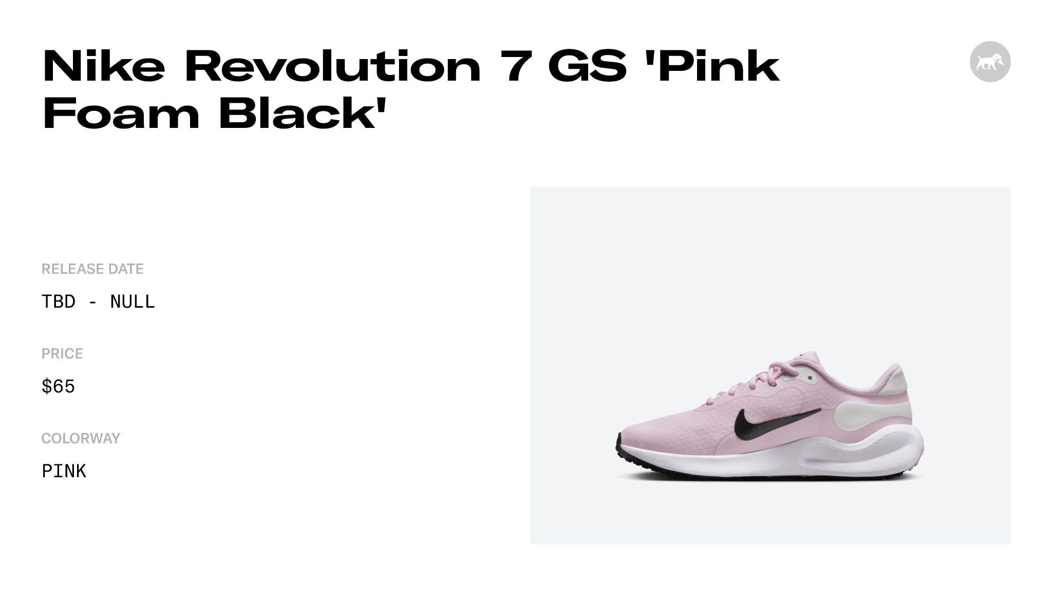 Nike Revolution 7 GS 'Pink Foam Black' - FB7689-600 Release Info