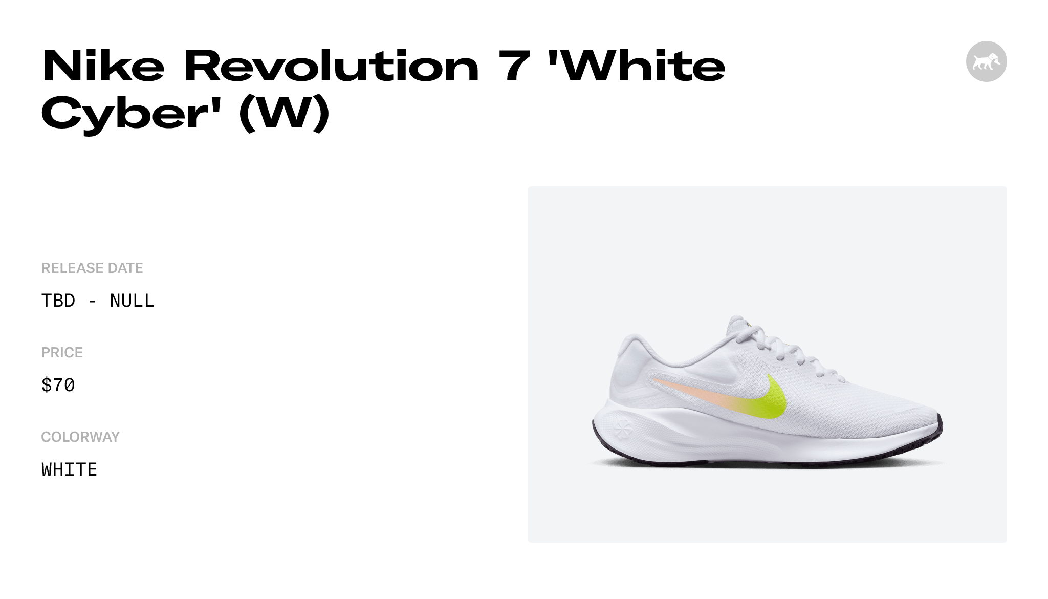 Nike Revolution 7 'White Cyber' (W) - FB2208-103 Release Info
