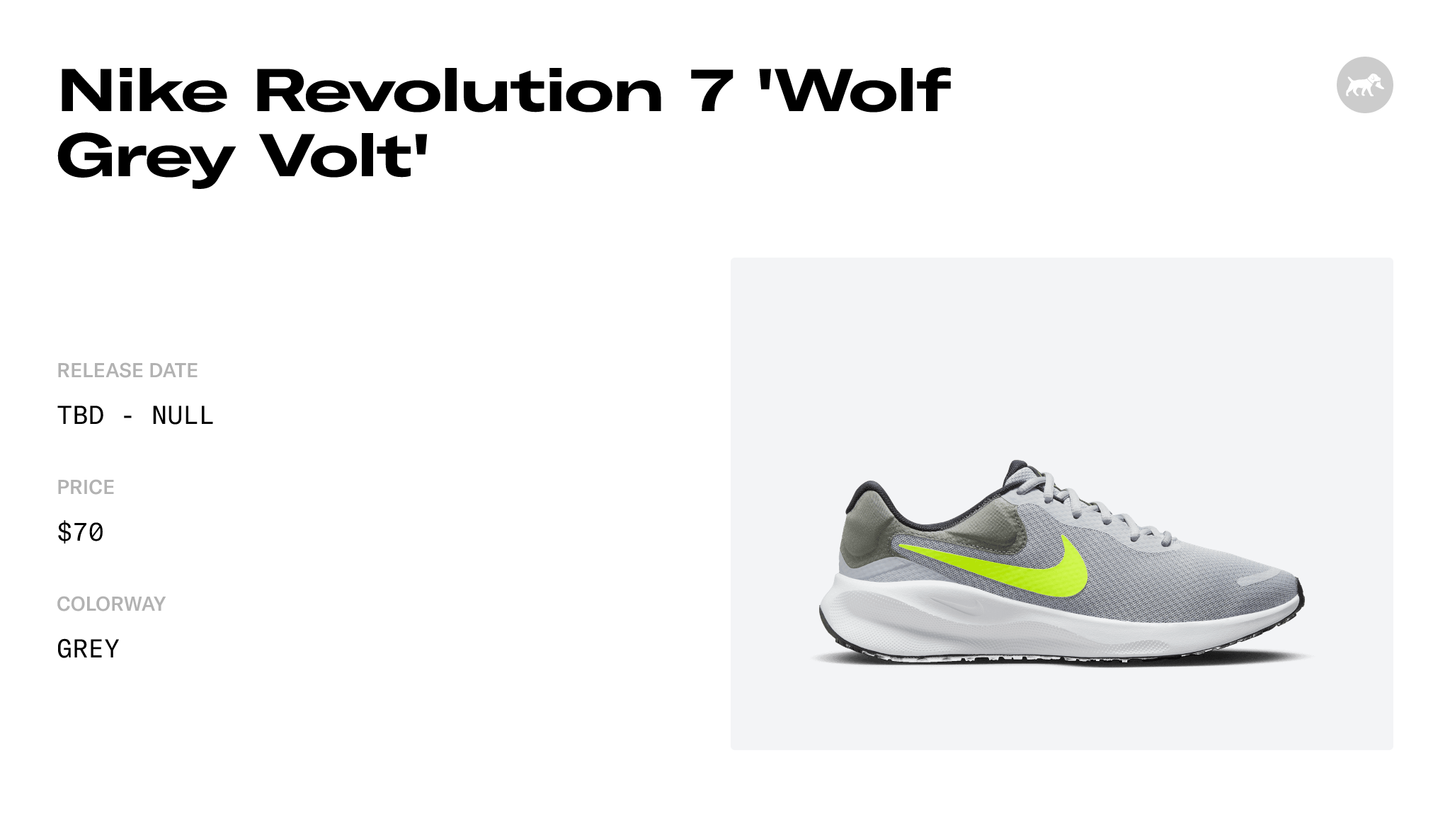 Nike Revolution 7 'Wolf Grey Volt' - FB2207-002 Release Info