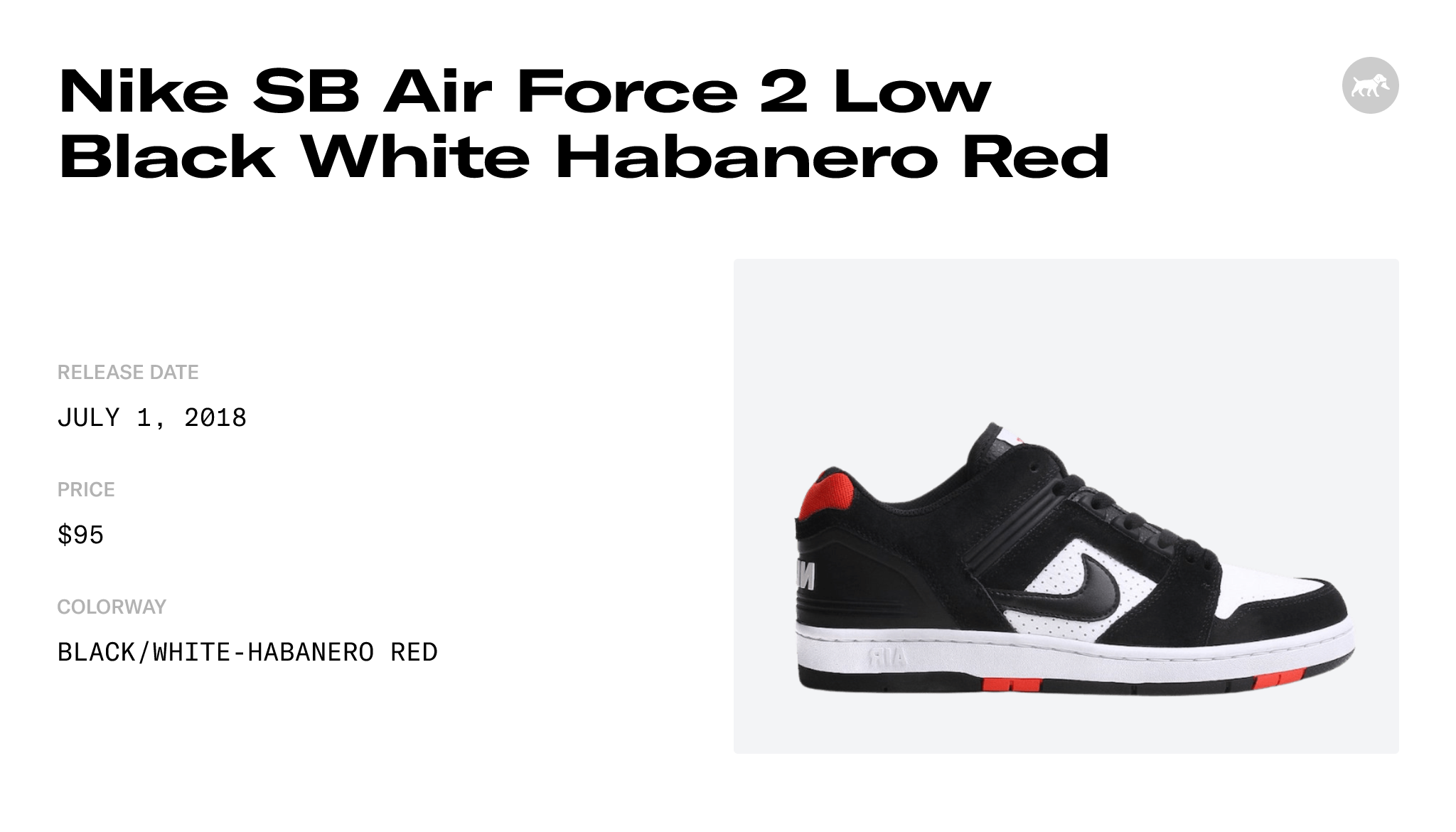 Nike SB Air Force 2 Low Black White Habanero Red - AO0300-006