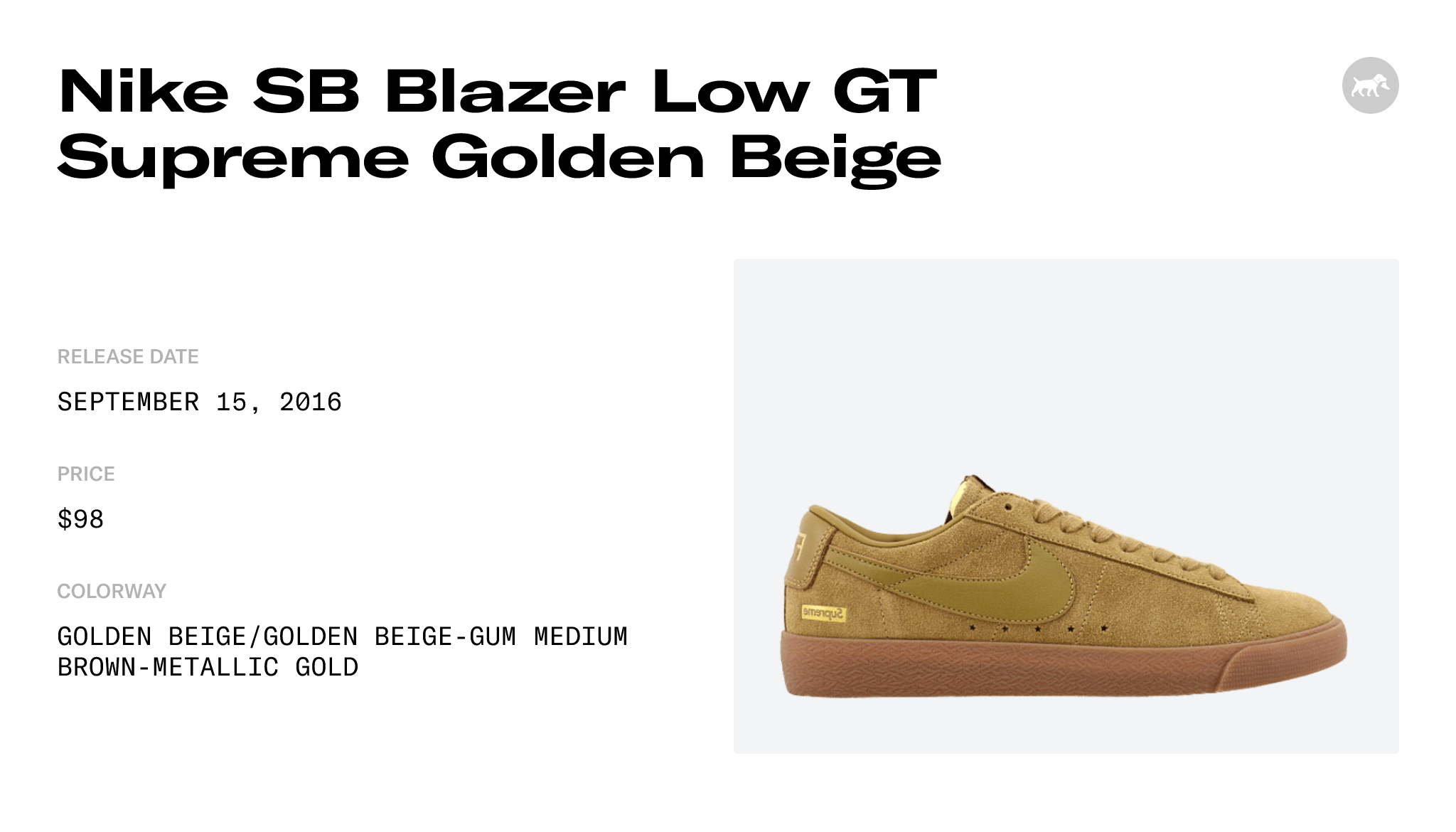 Nike SB Blazer Low GT Supreme Golden Beige - 716890-229